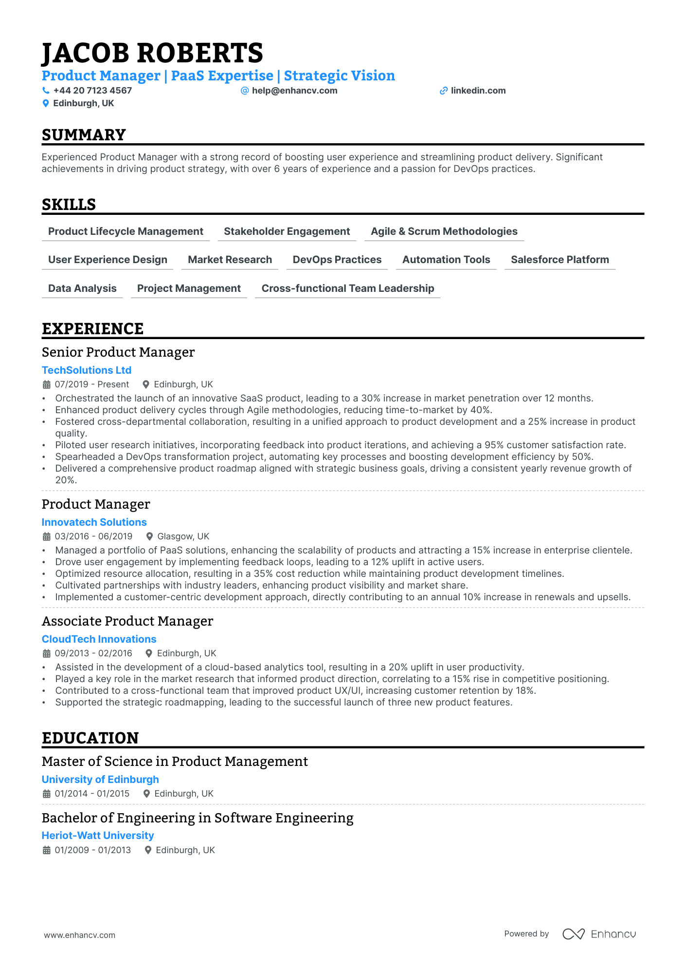 Product Manager CV Examples & Guide for 2025