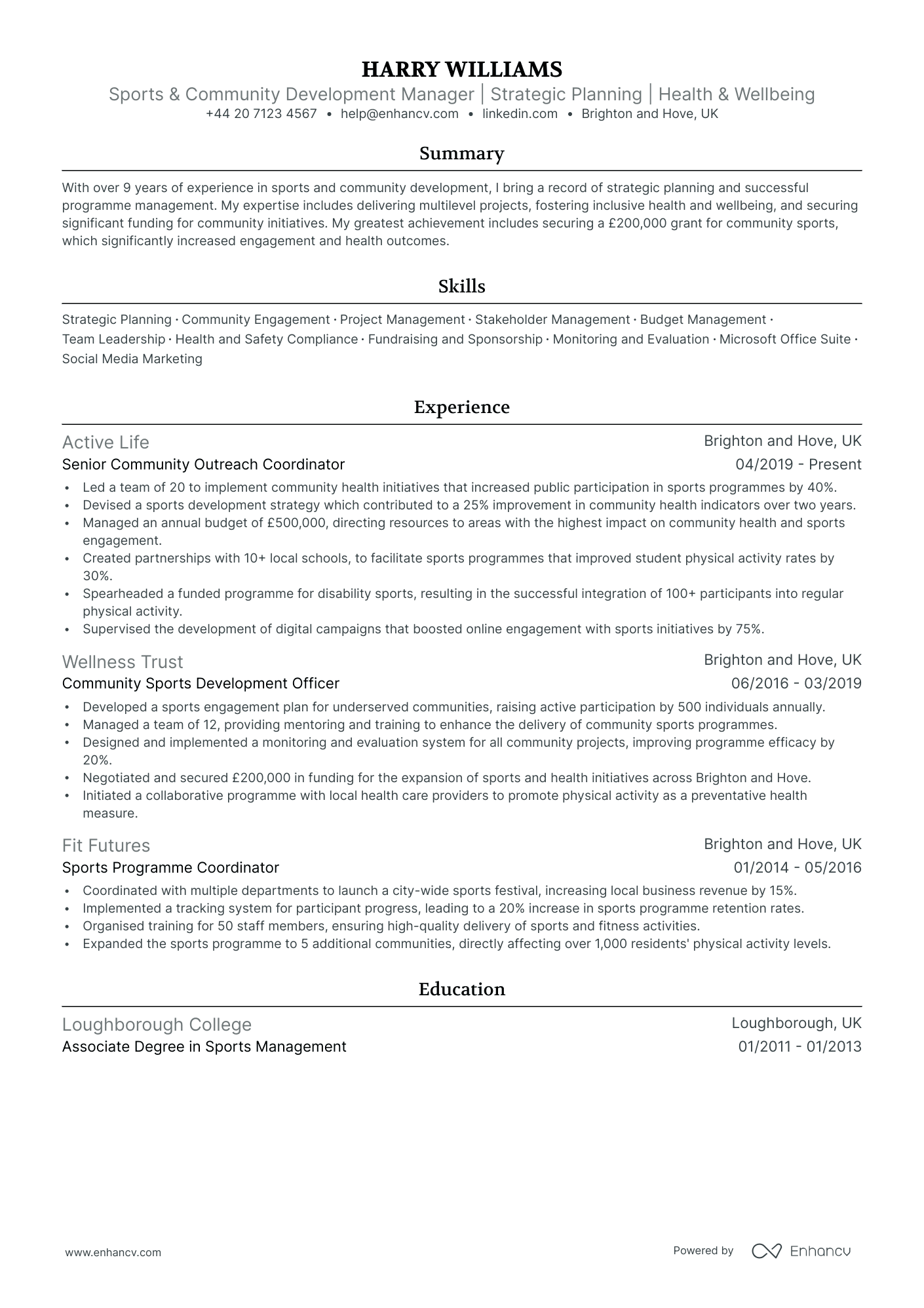 Sports CV Examples & Guide for 2025