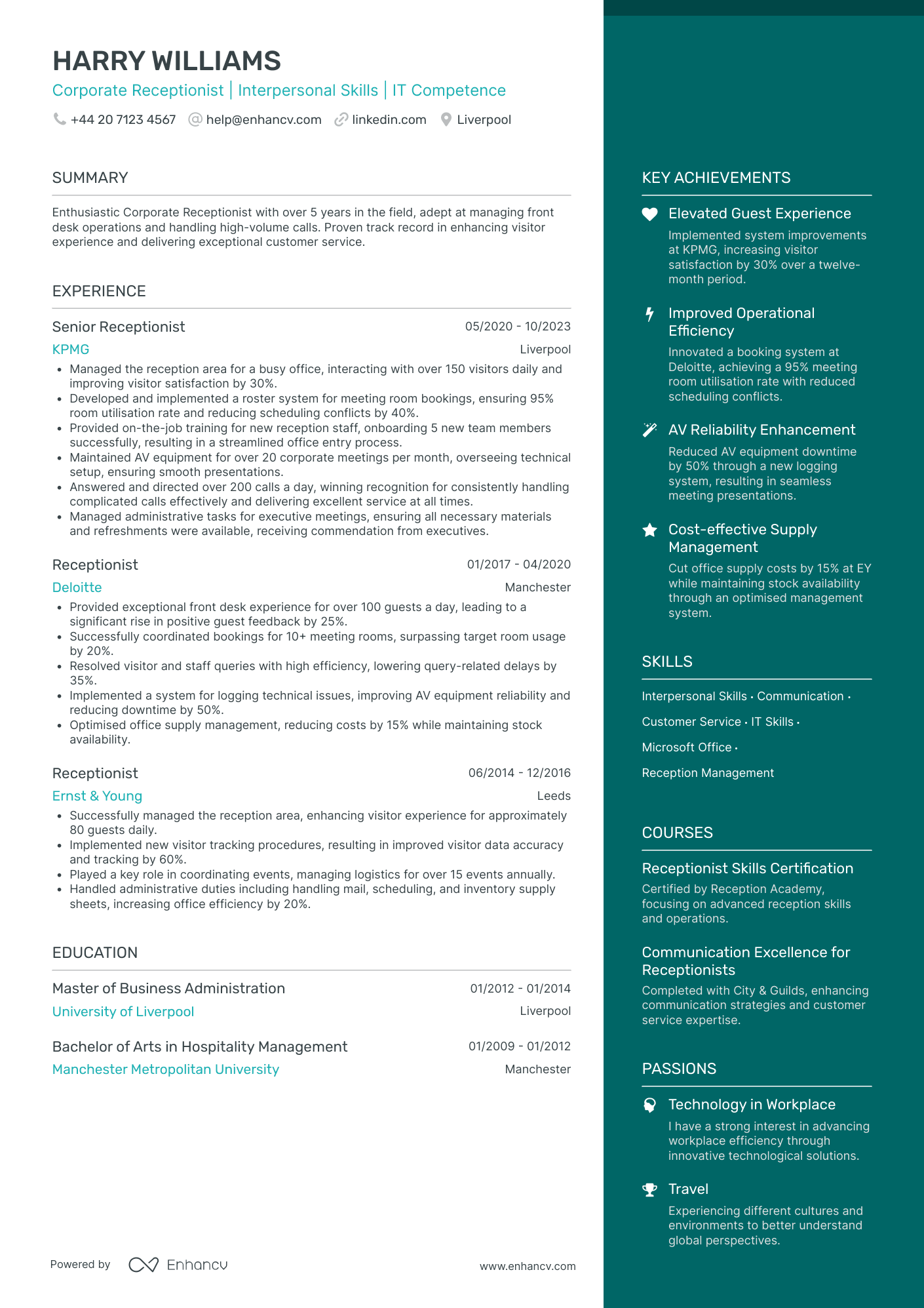 Receptionist CV Examples & Guide for 2025