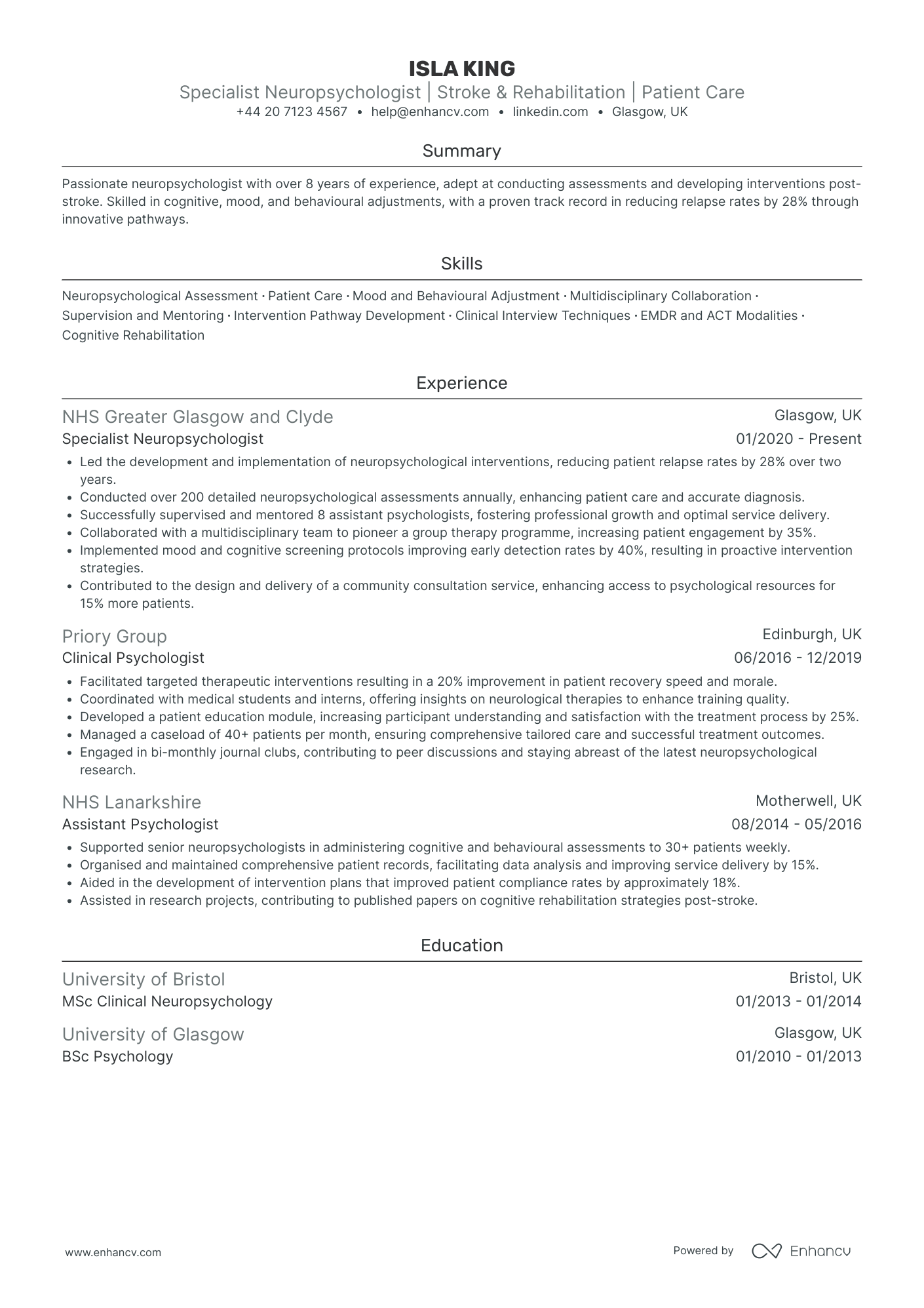 Psychologist CV Examples & Guide for 2026