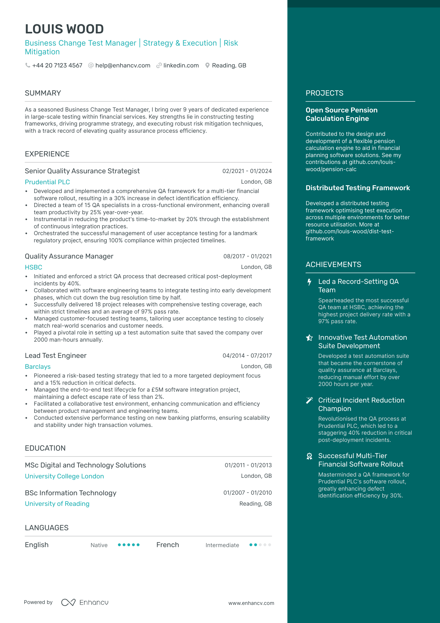 Test Manager CV Examples & Guide for 2025