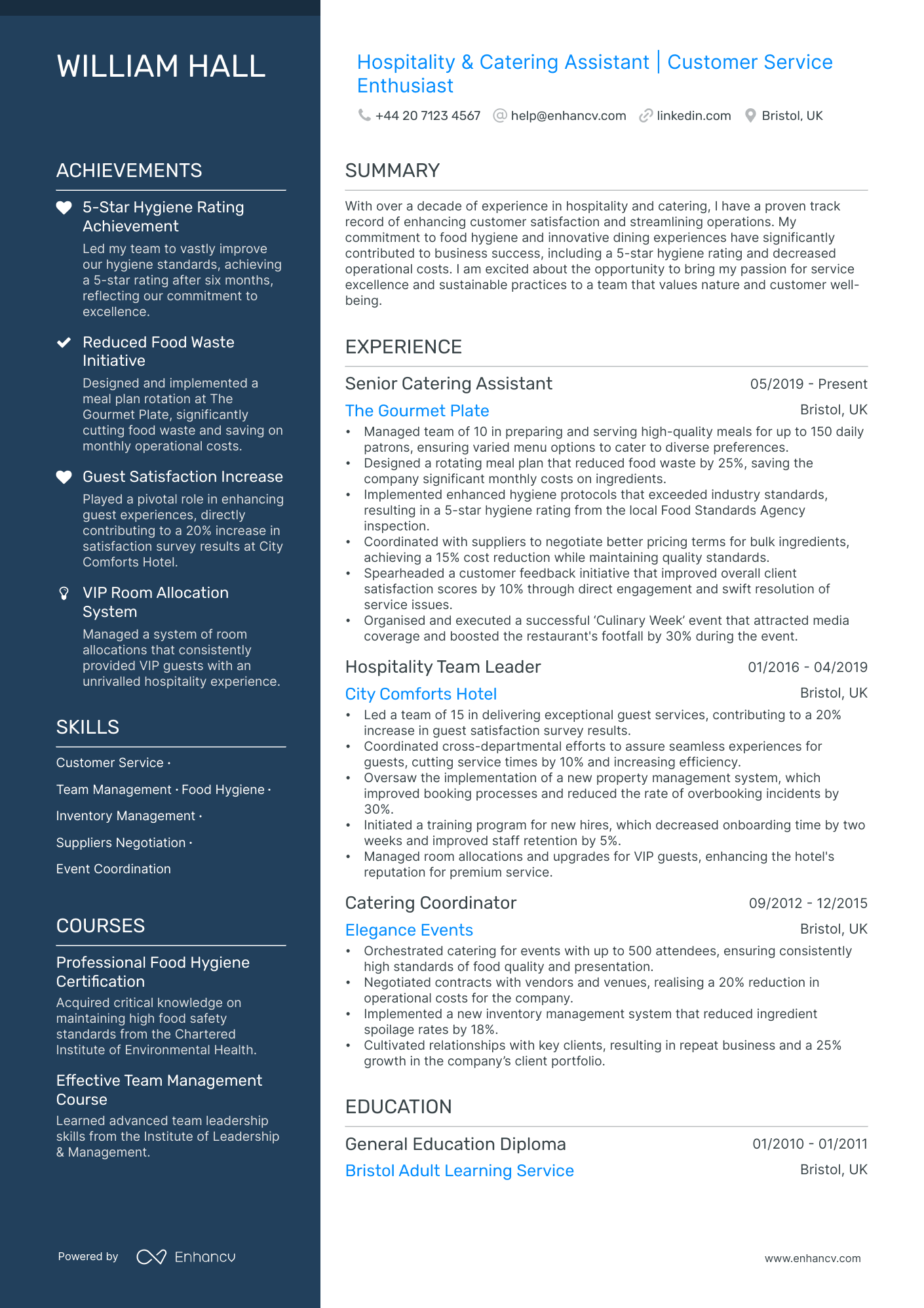 Hospitality CV Examples & Guide for 2025