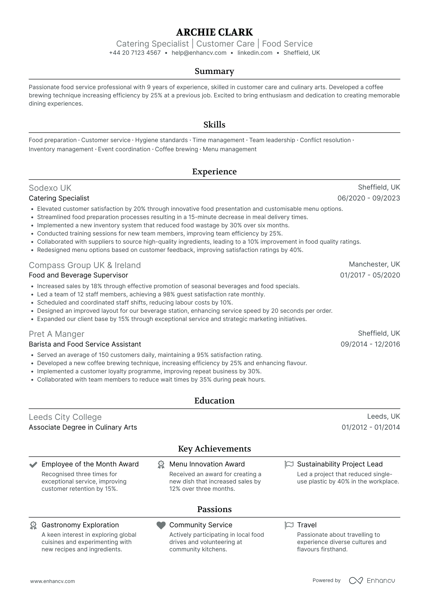 Catering CV Examples & Guide for 2025