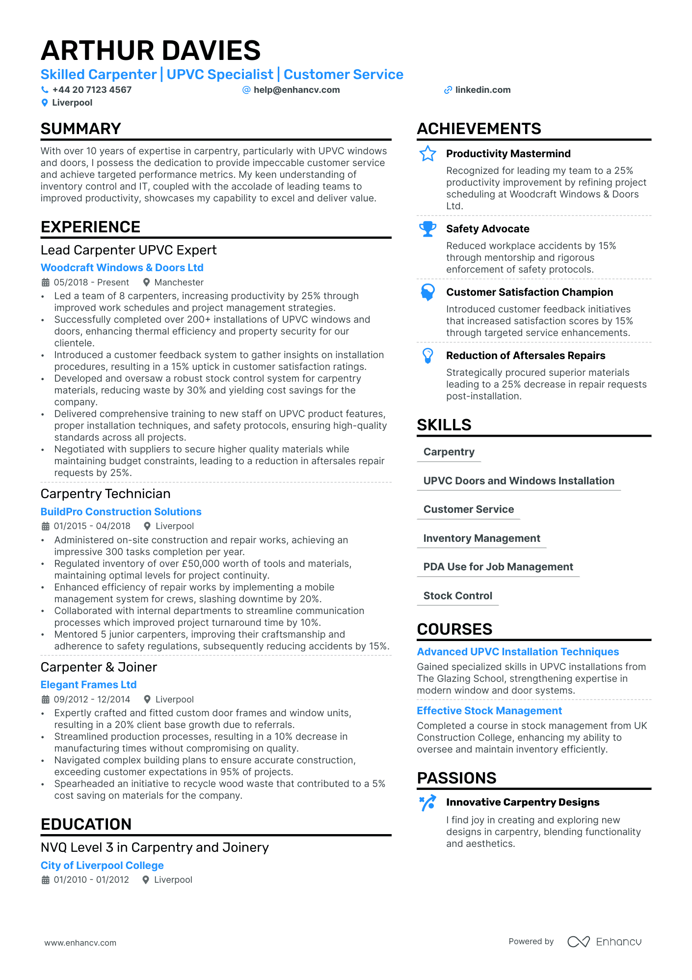 Carpenter CV Examples & Guide for 2024