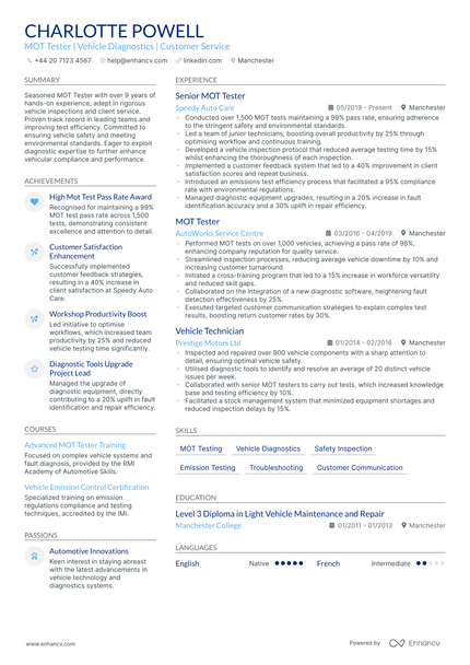 Mechanic CV Examples & Guide for 2025