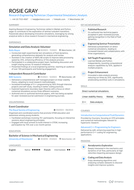 Aerospace Engineering CV Examples & Guide for 2026