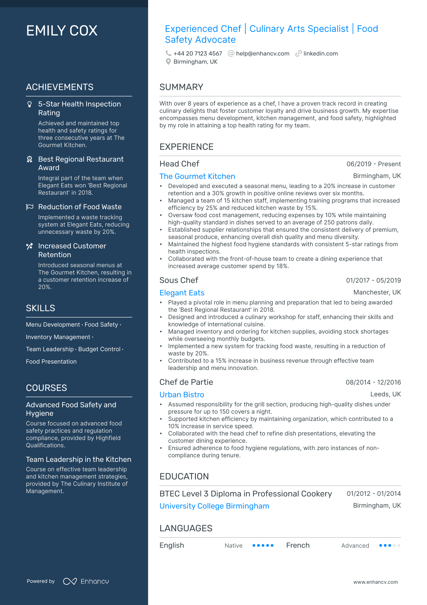 Cook CV Examples & Guide for 2025