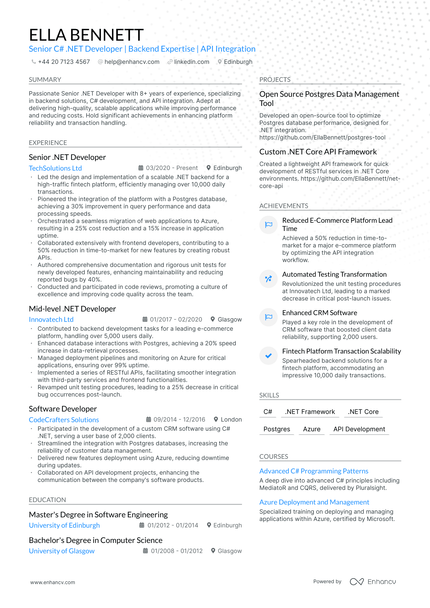 .Net Developer CV Examples & Guide for 2025