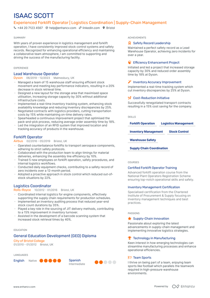 Forklift Operator CV Examples & Guide for 2025