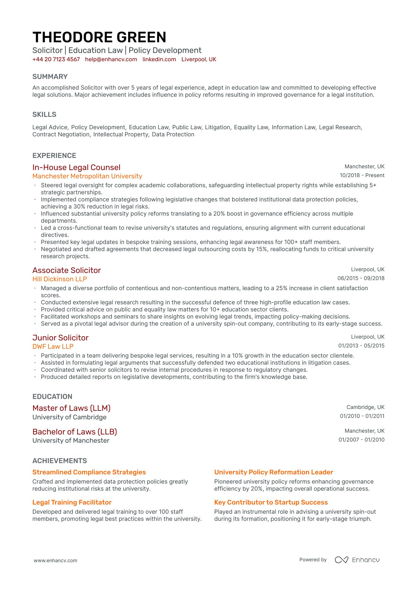 Lawyer CV Examples & Guide for 2025