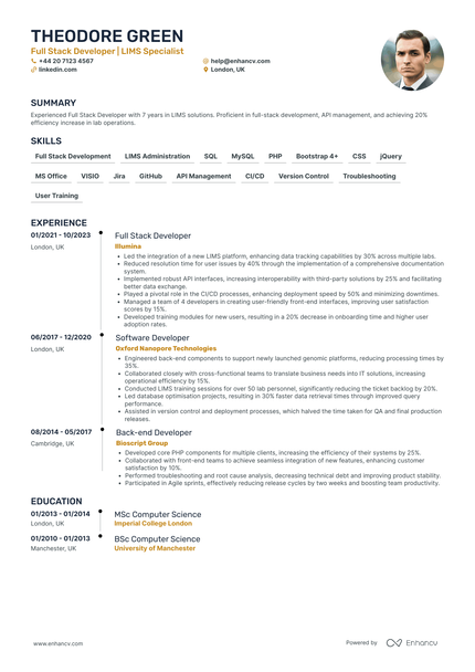 Full Stack Developer CV Examples & Guide for 2026