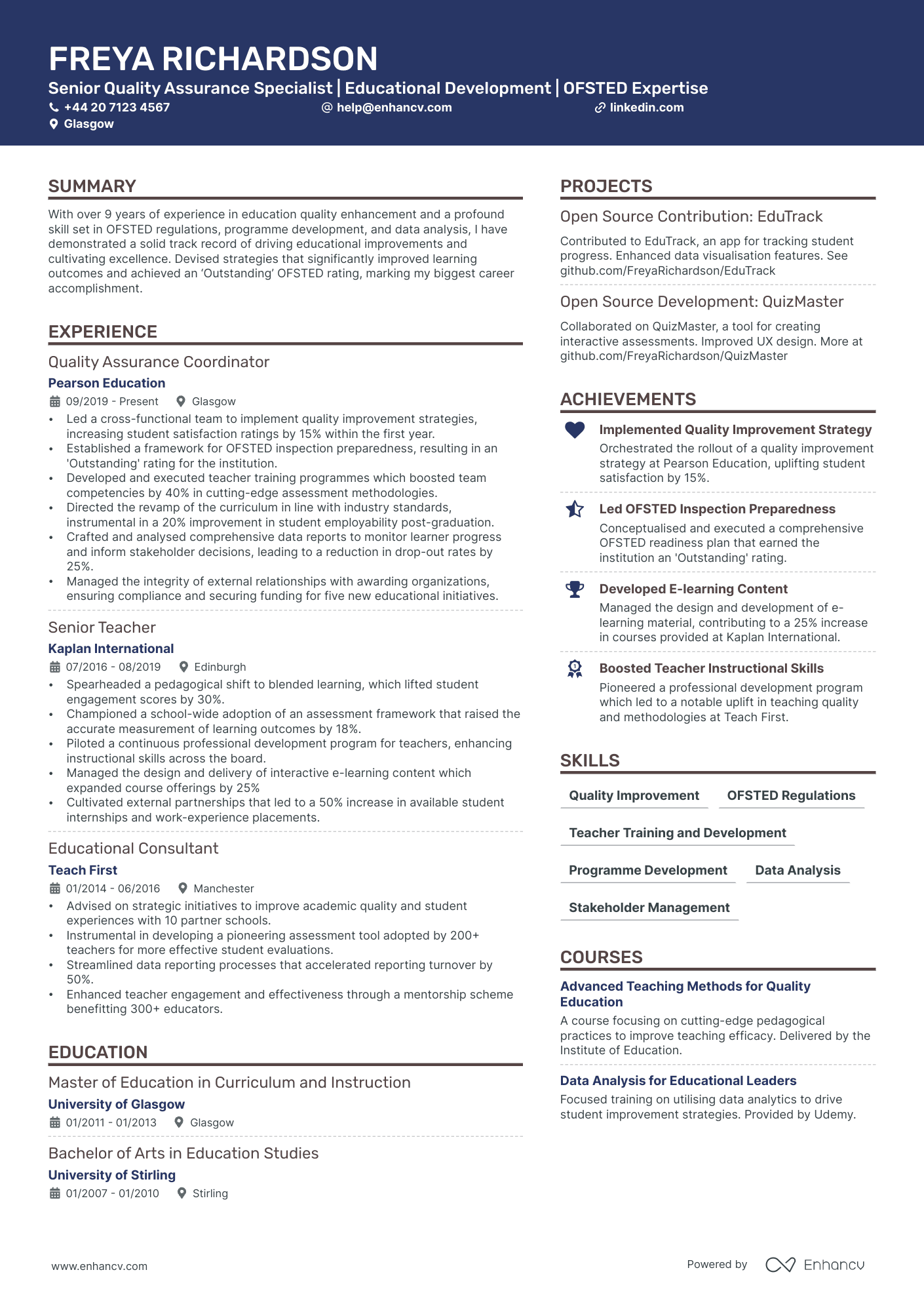 Quality Manager CV Examples & Guide for 2025