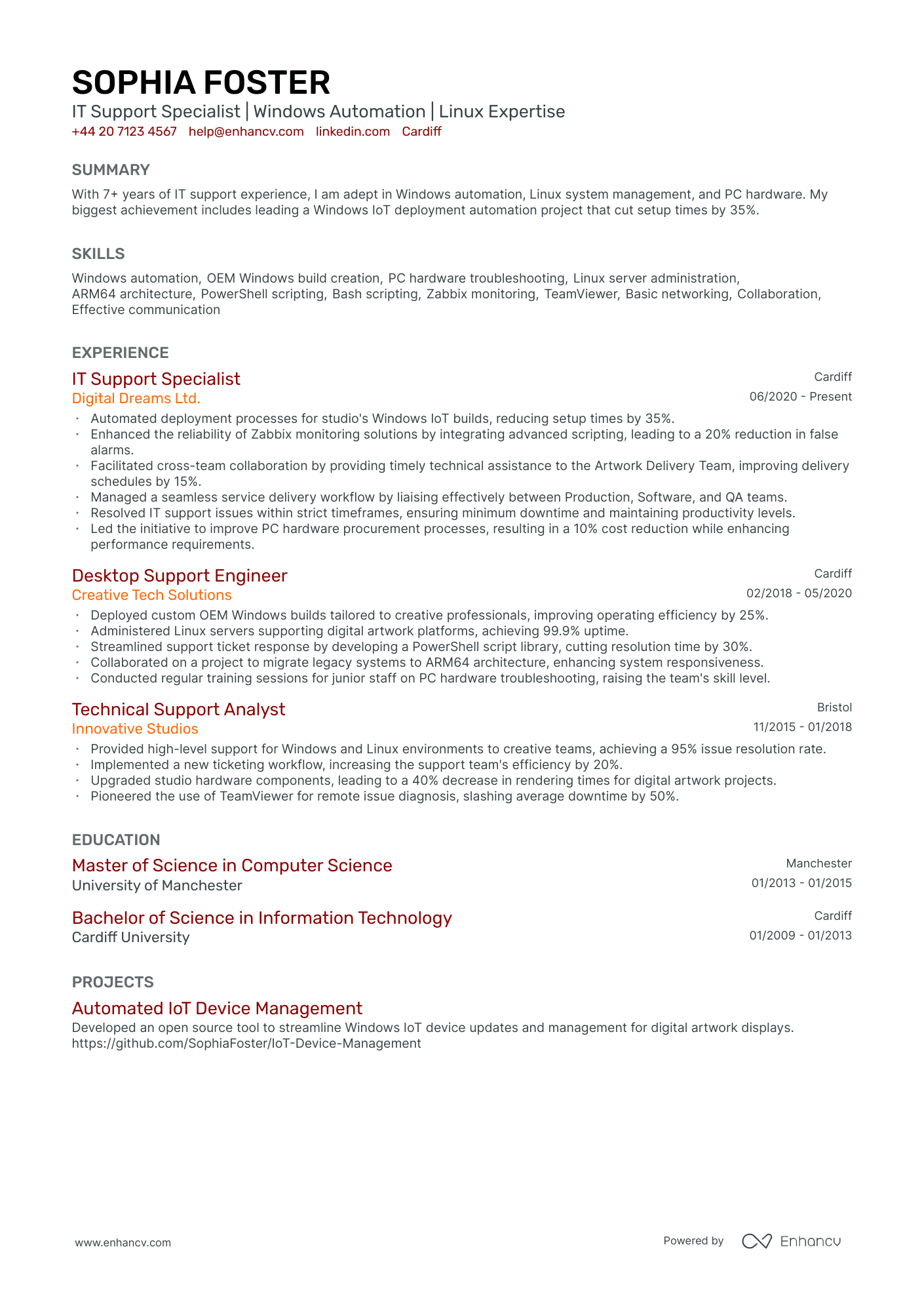 IT Specialist CV Examples & Guide for 2025