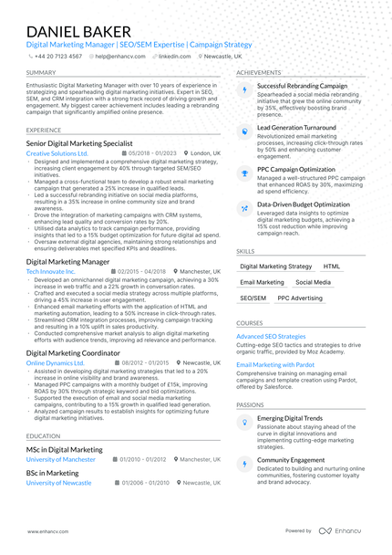 Digital Marketing Manager CV Examples & Guide for 2025