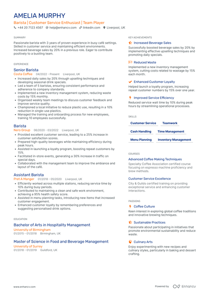 Barista CV Examples & Guide for 2026