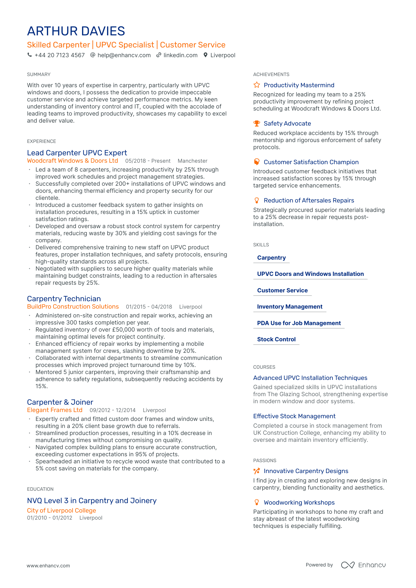 Carpenter CV Examples & Guide for 2025