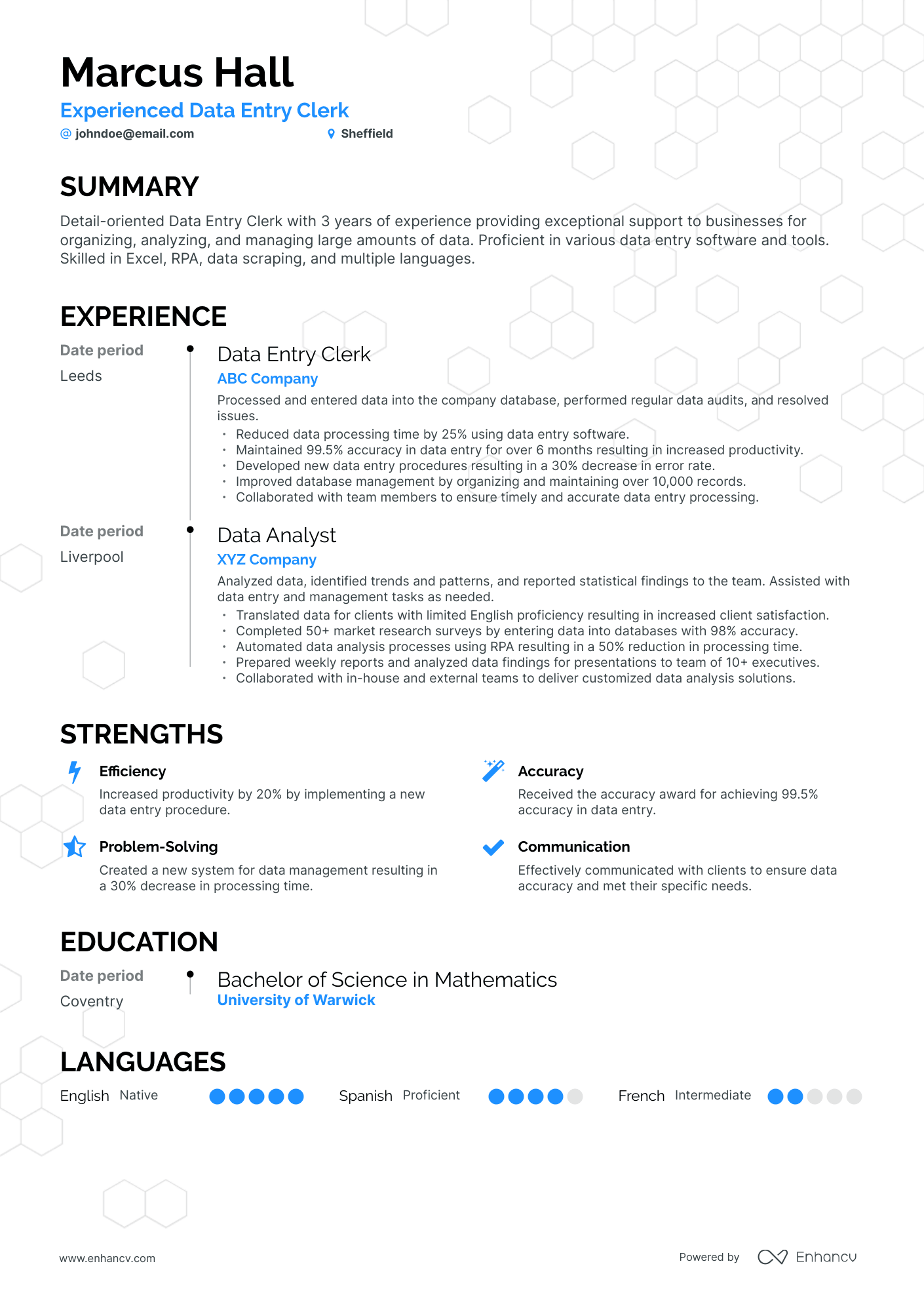 3 Data Entry CV Examples for 2025