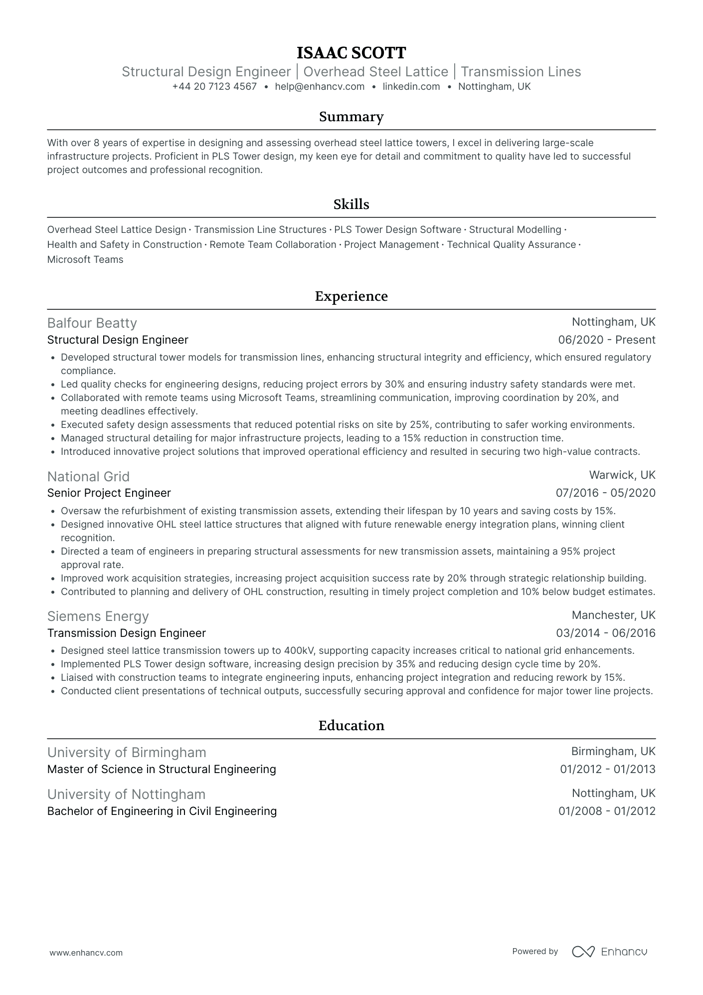 Structural Engineer CV Examples & Guide for 2026