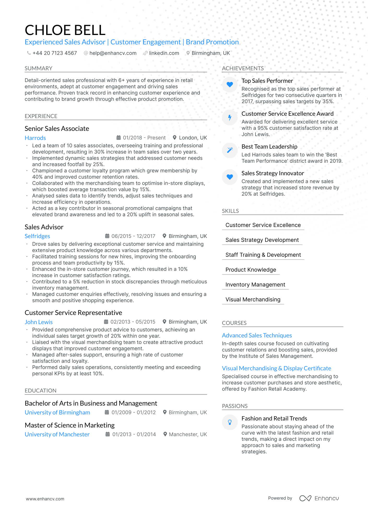 Sales Advisor CV Examples & Guide for 2025