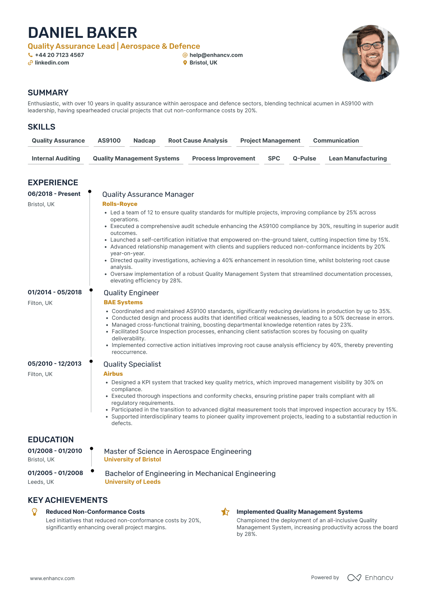 Quality Manager CV Examples & Guide for 2026