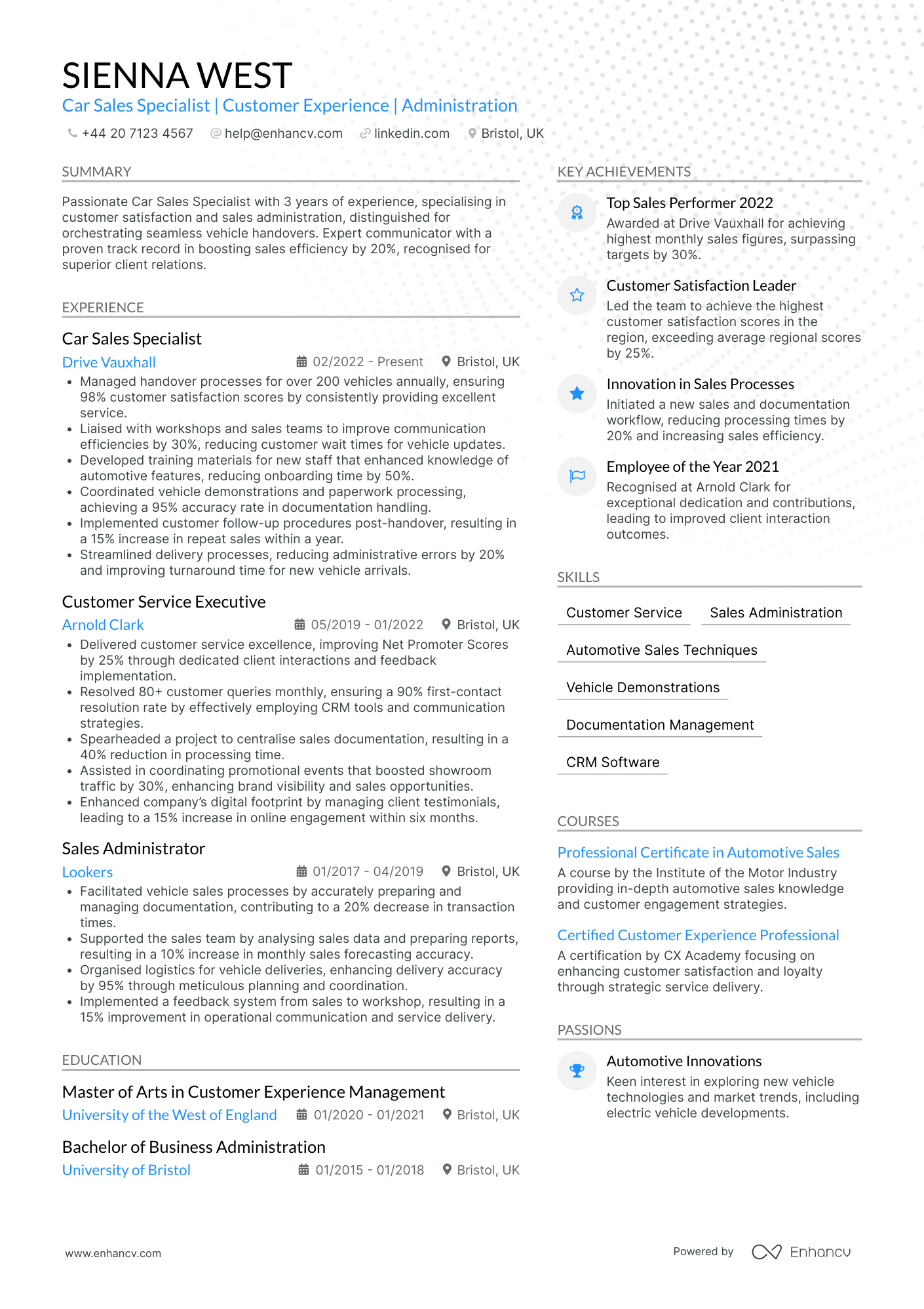 Car Salesman CV Examples & Guide for 2025