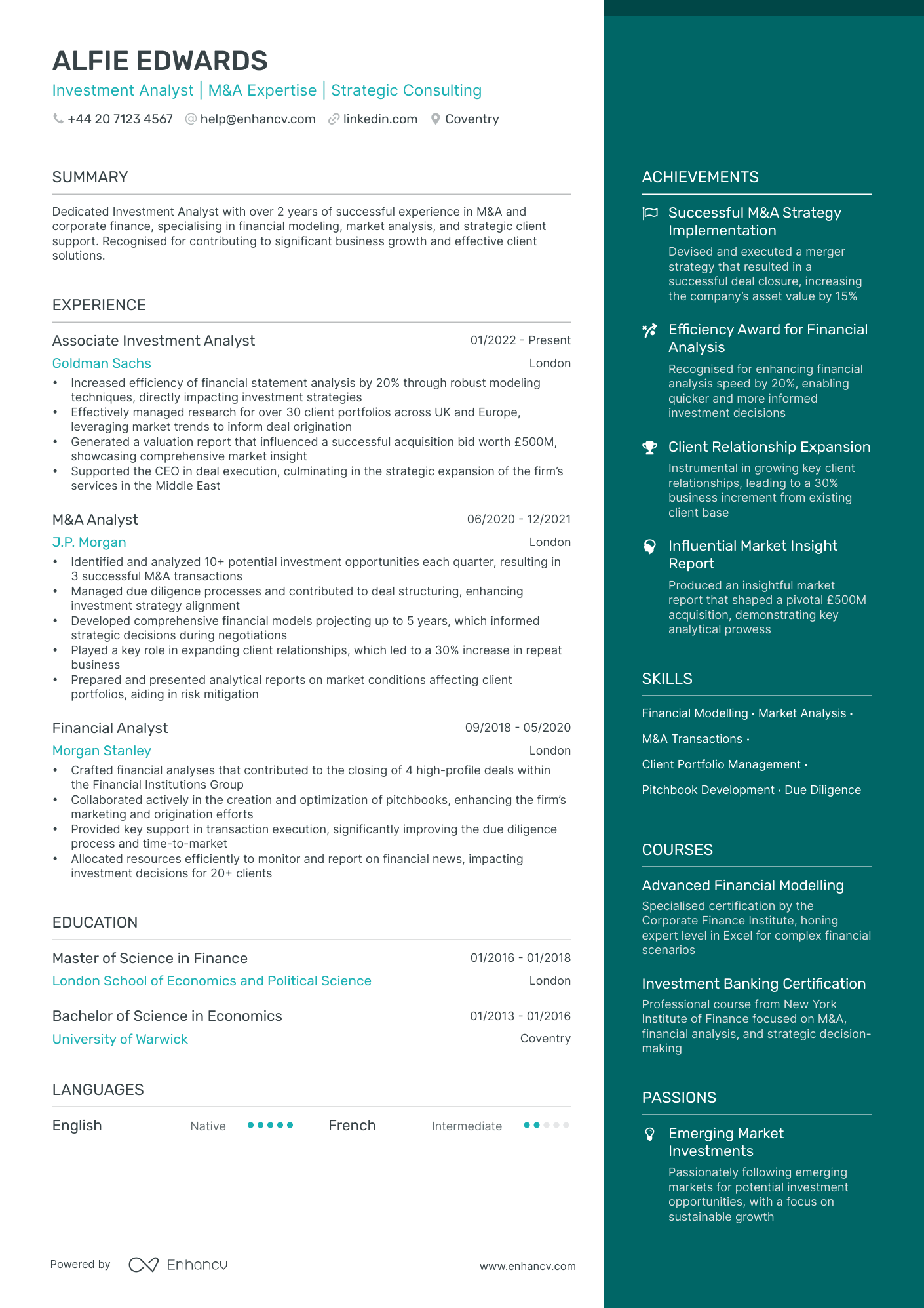 Investment Banking Analyst CV Examples & Guide for 2025