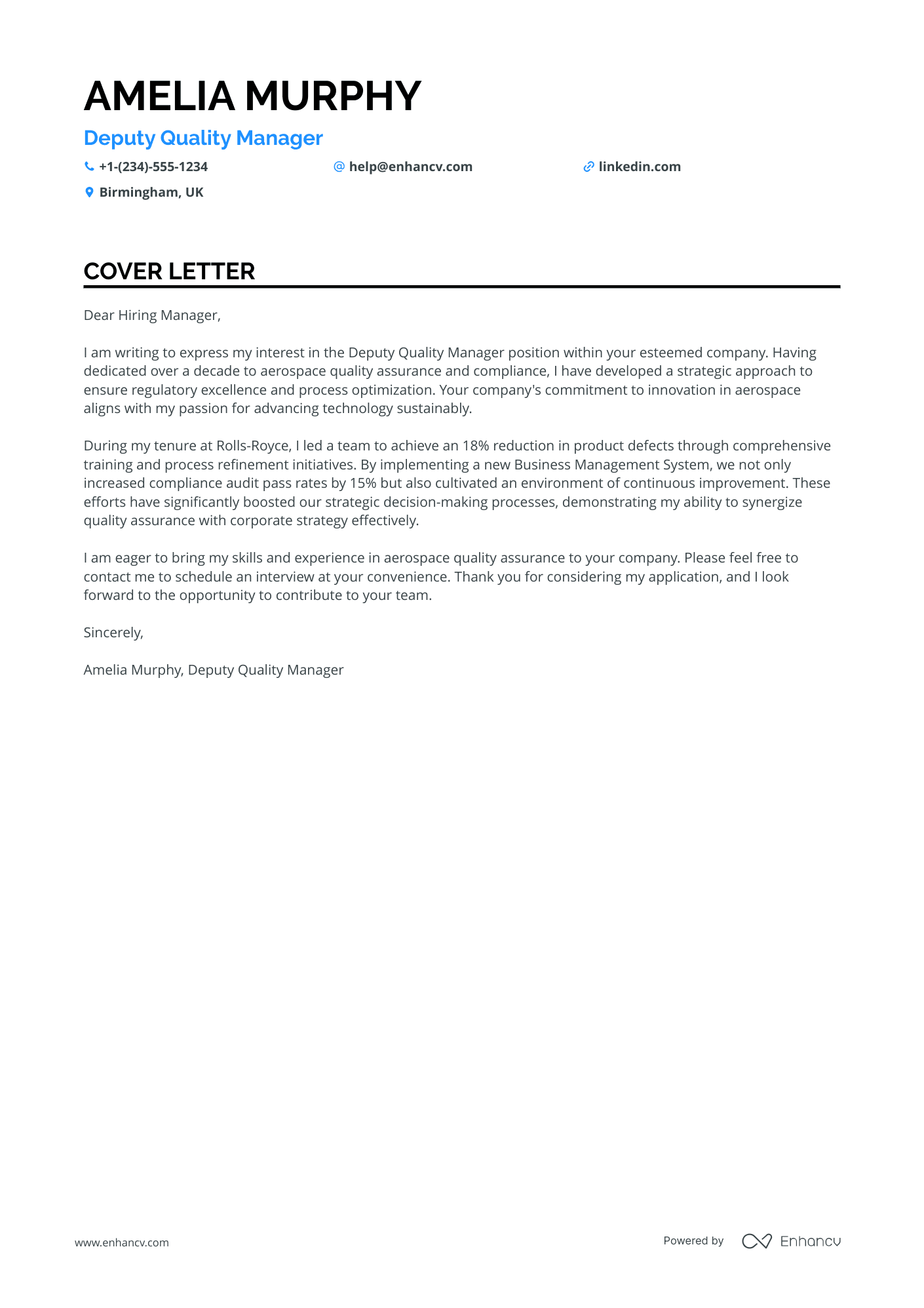 Quality Manager Cover Letter Examples & Guide for 2026