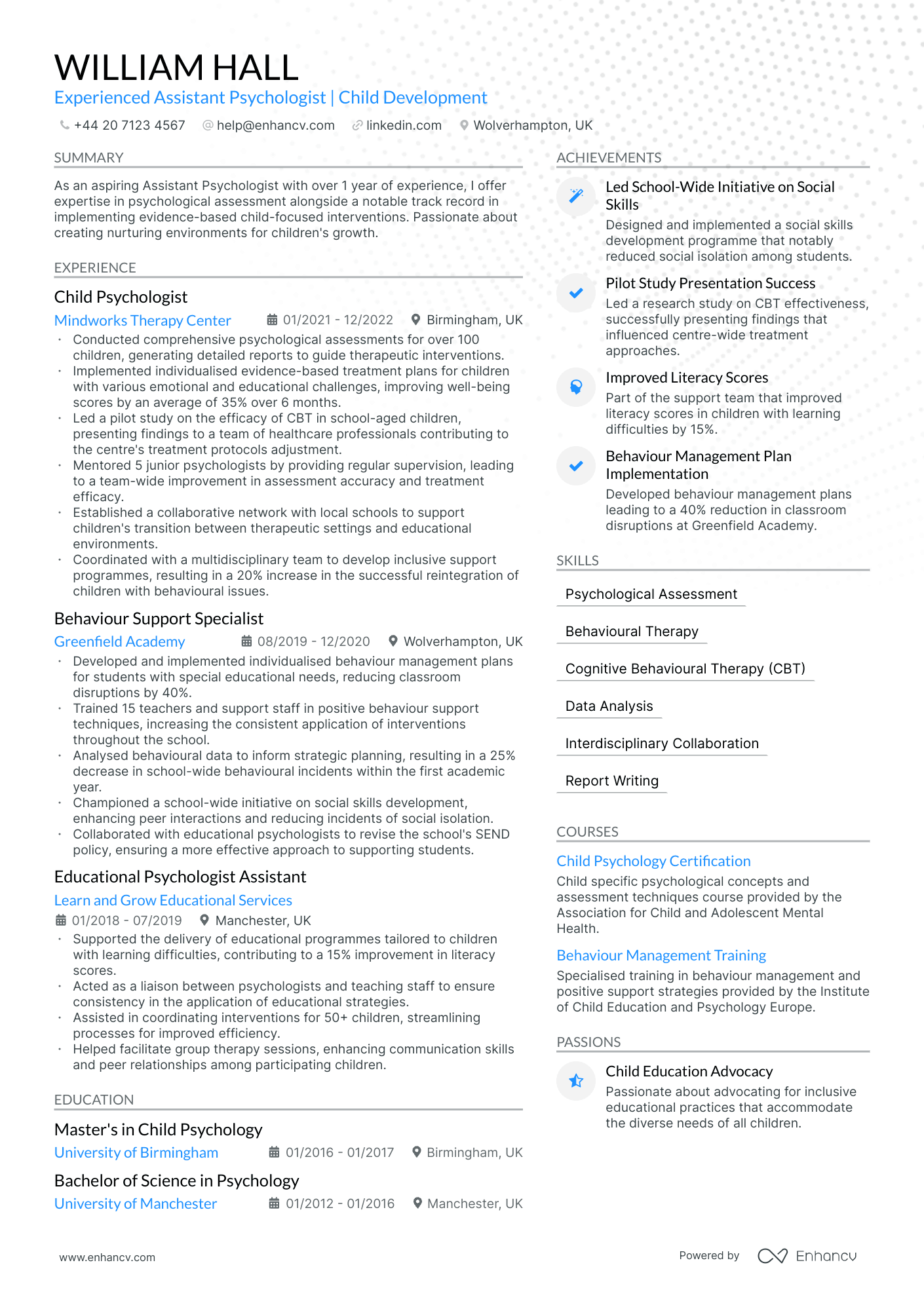 Psychologist CV Examples & Guide for 2025