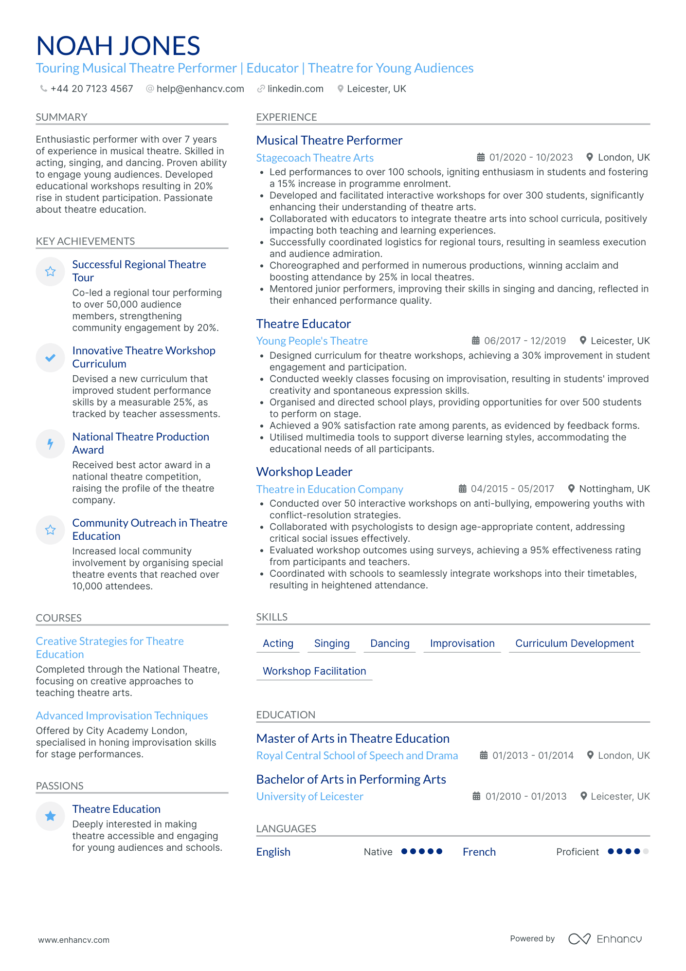 Musical Theatre CV Examples & Guide for 2026