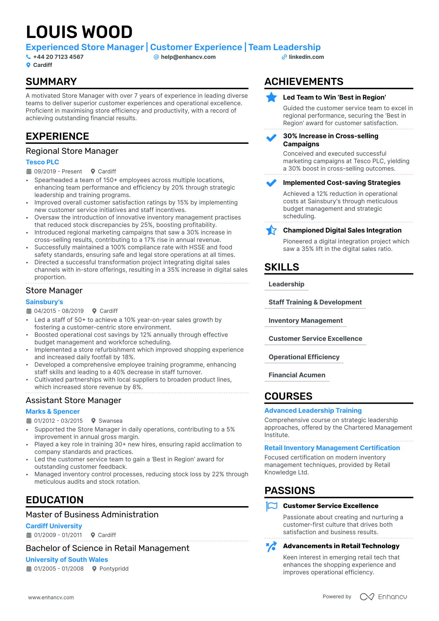 Store Manager CV Examples & Guide for 2025
