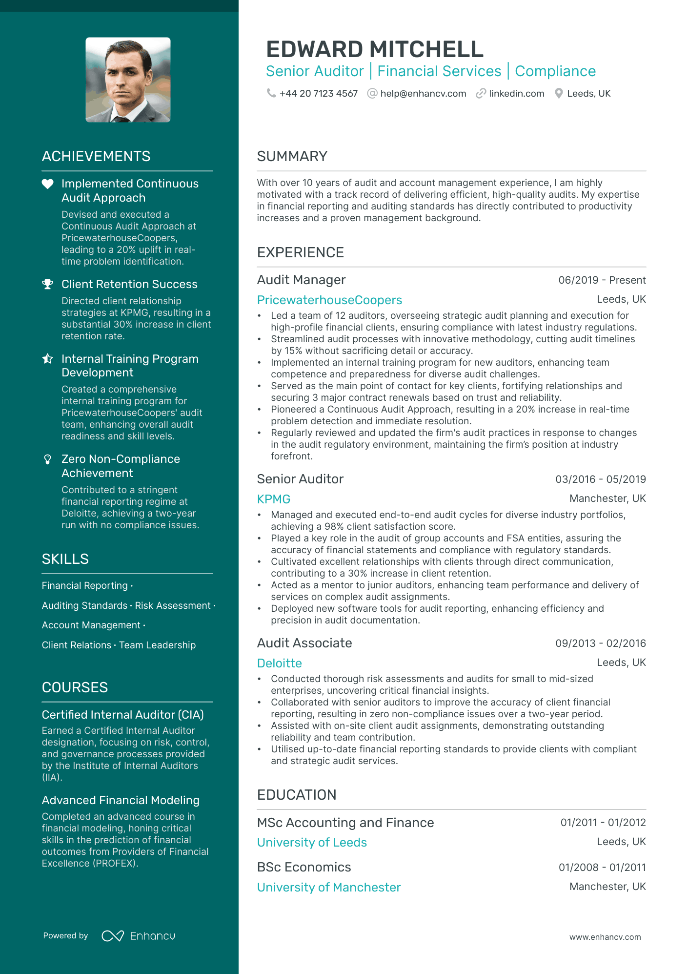 Audit Manager CV Examples & Guide for 2025