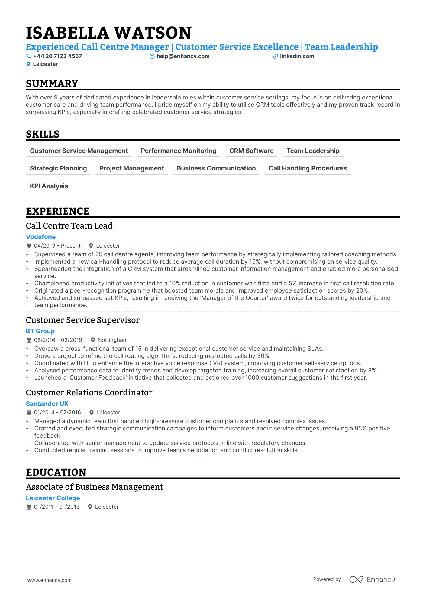 Call Centre CV Examples & Guide for 2025