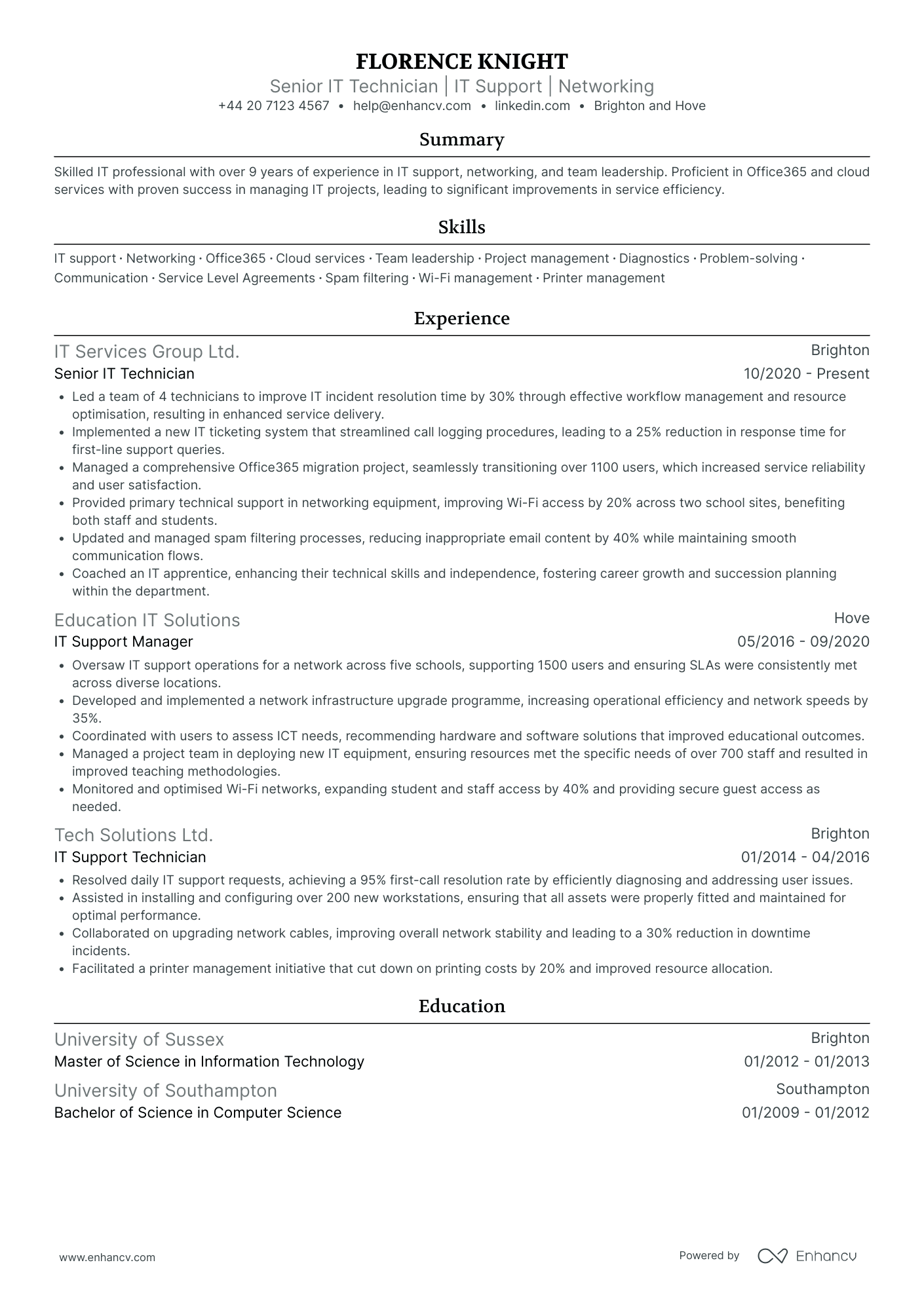 IT Technician CV Examples & Guide for 2026