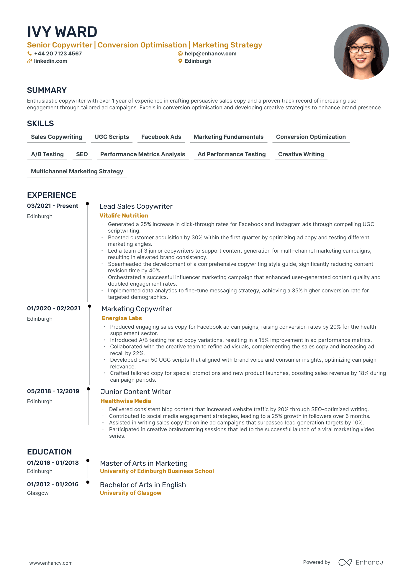 Copywriter CV Examples & Guide for 2025