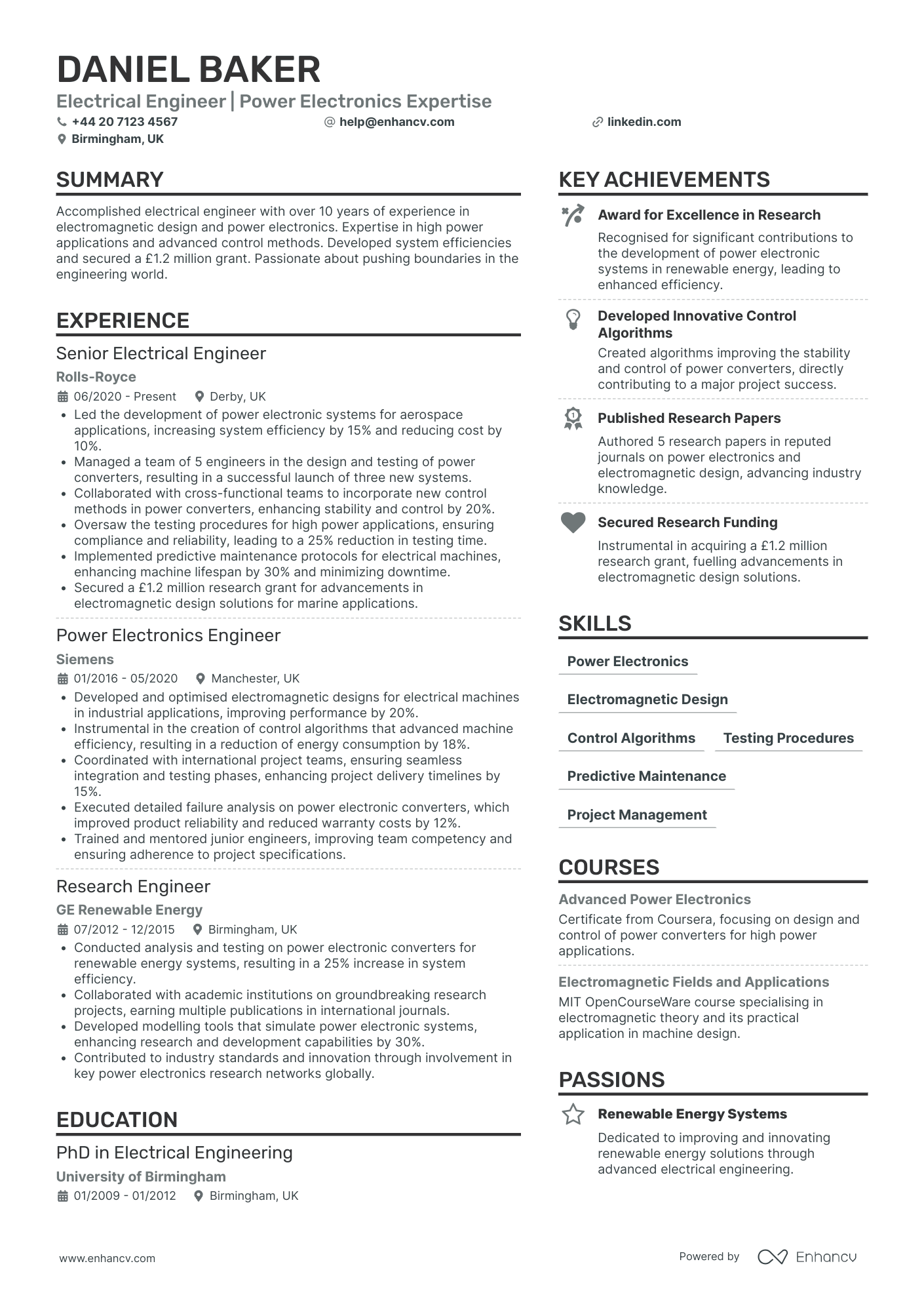 Electrical Engineering CV Examples & Guide for 2026