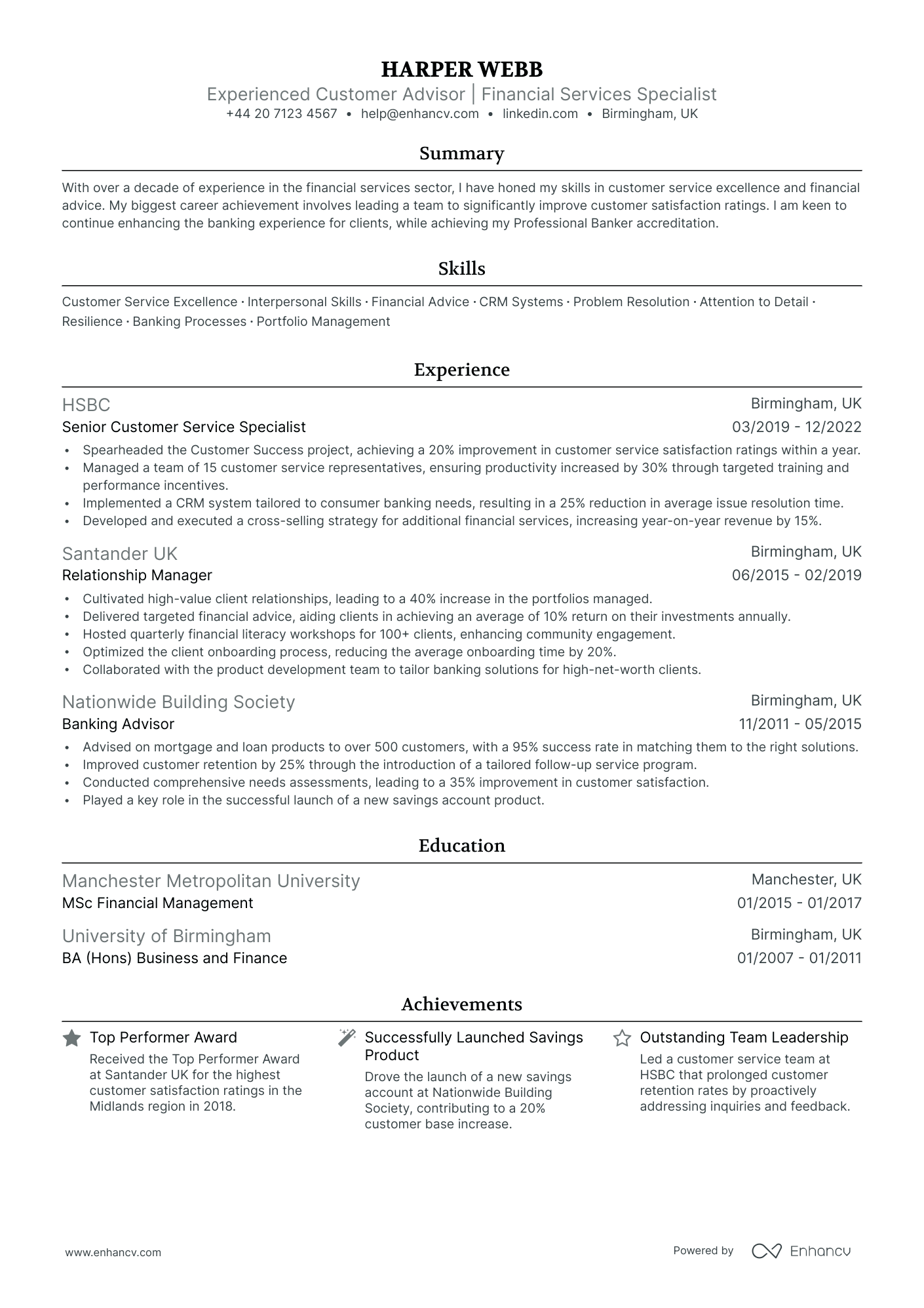 Personal Banker CV Examples & Guide for 2025