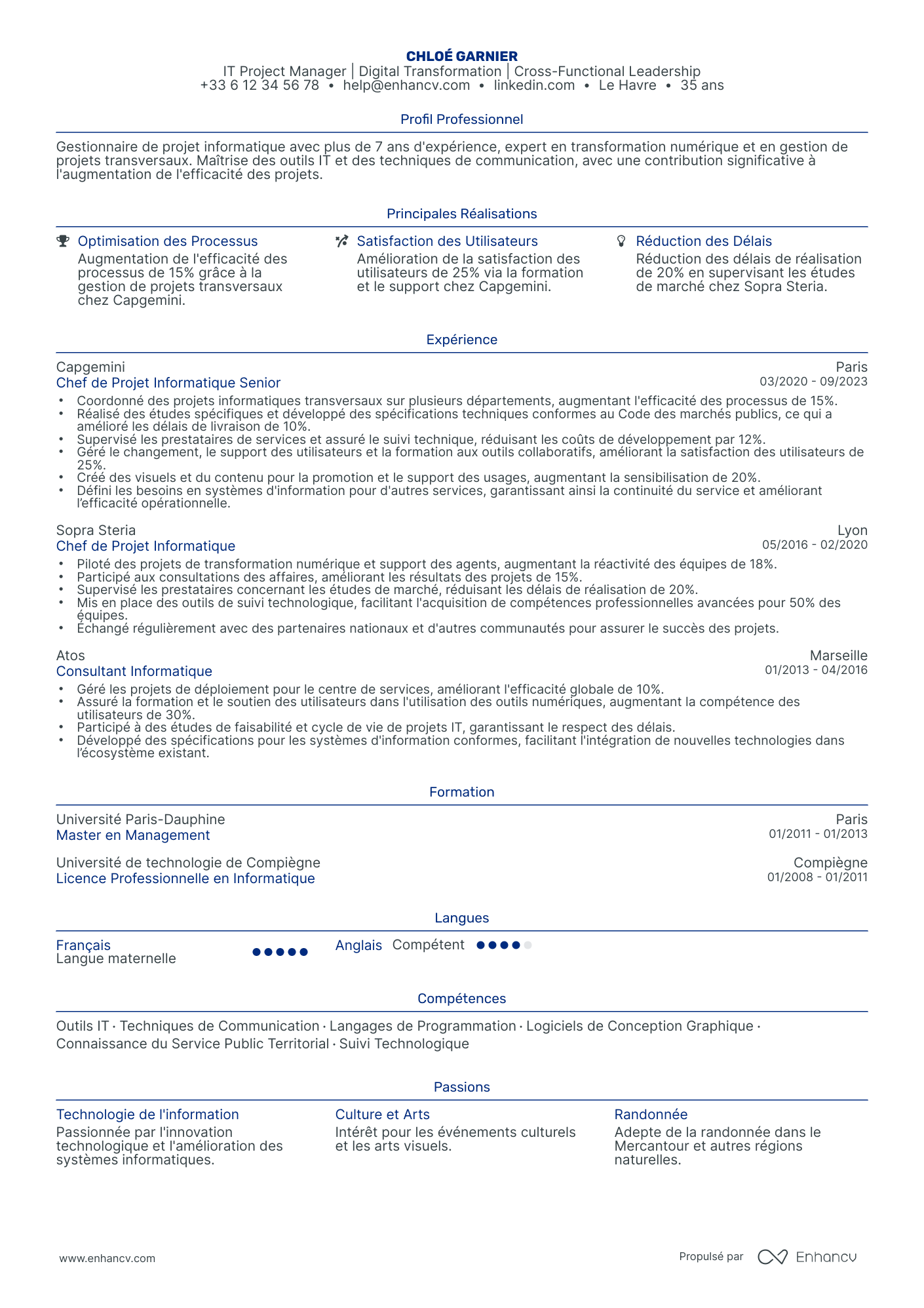 CV Chef de Projet : +17 Exemples et Conseils de Pro