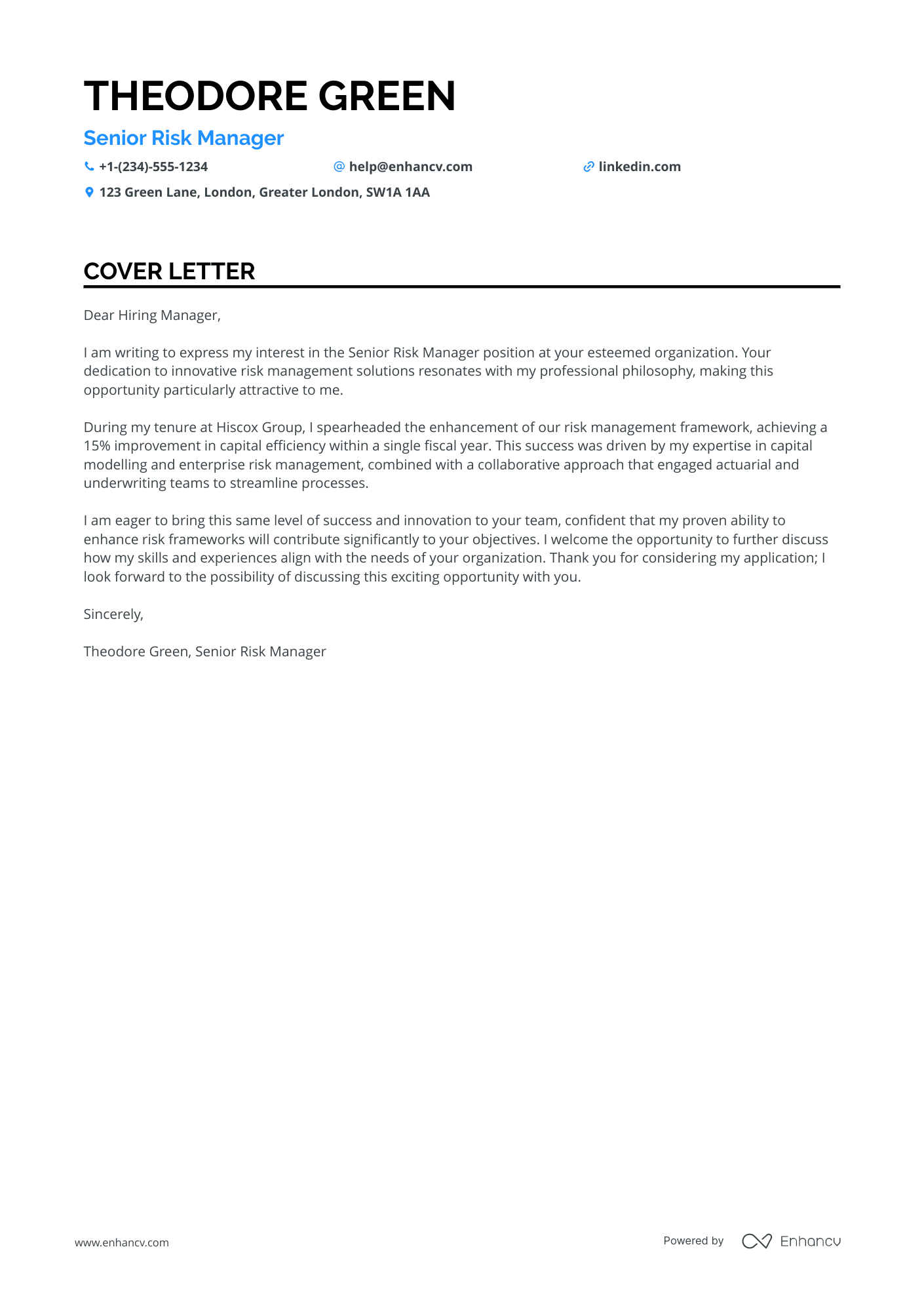 Risk Manager Cover Letter Examples & Guide for 2026
