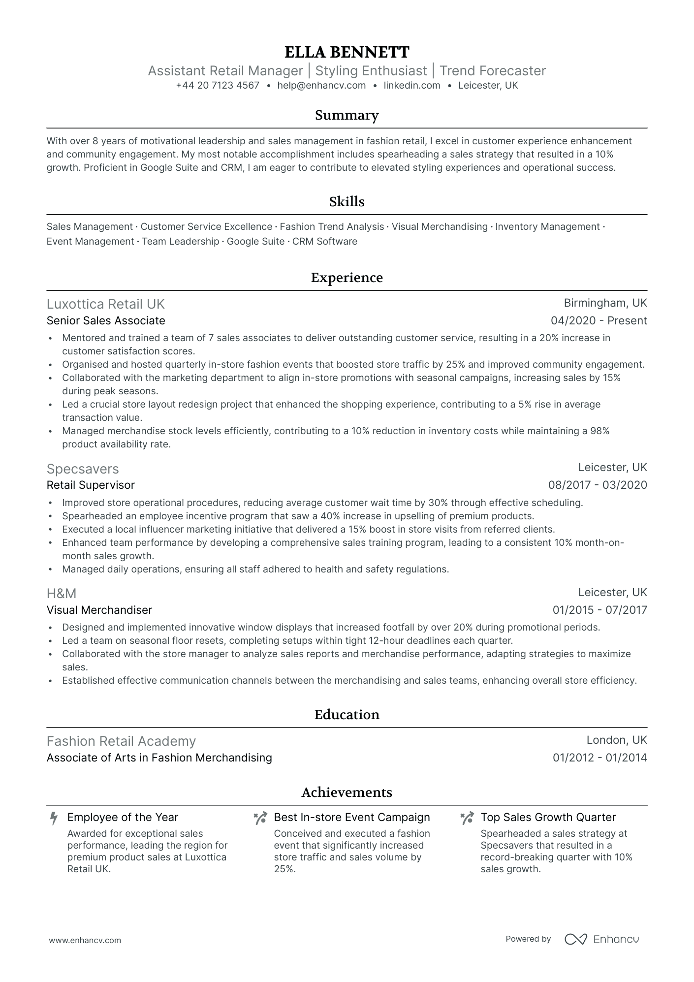 Retail Assistant Manager CV Examples & Guide for 2025