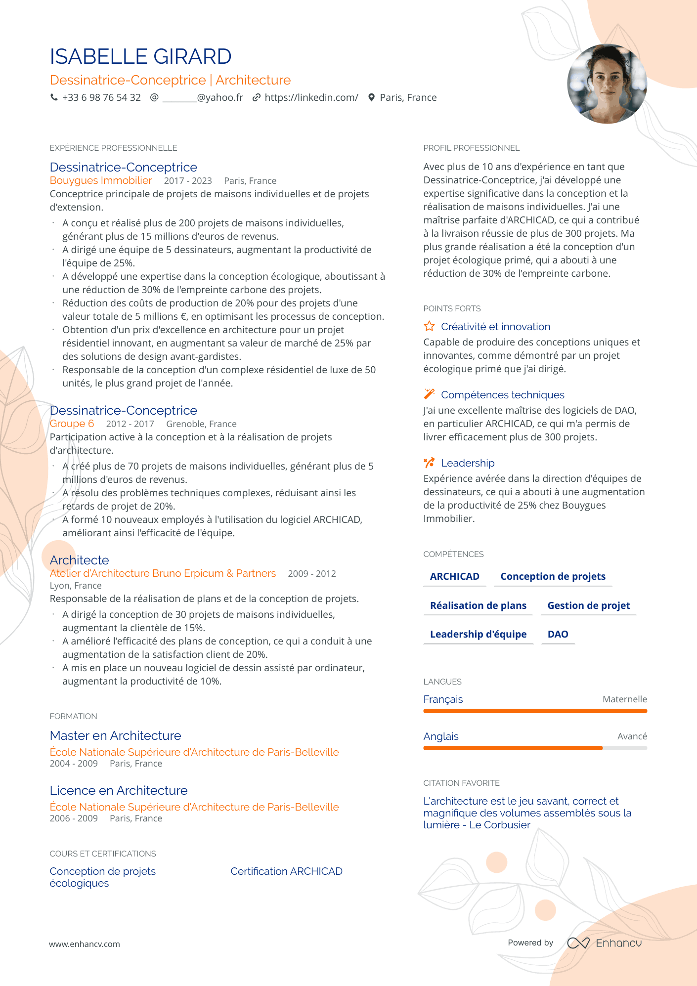 CV Designer en ligne | Créateur de CV gratuit | Enhancv
