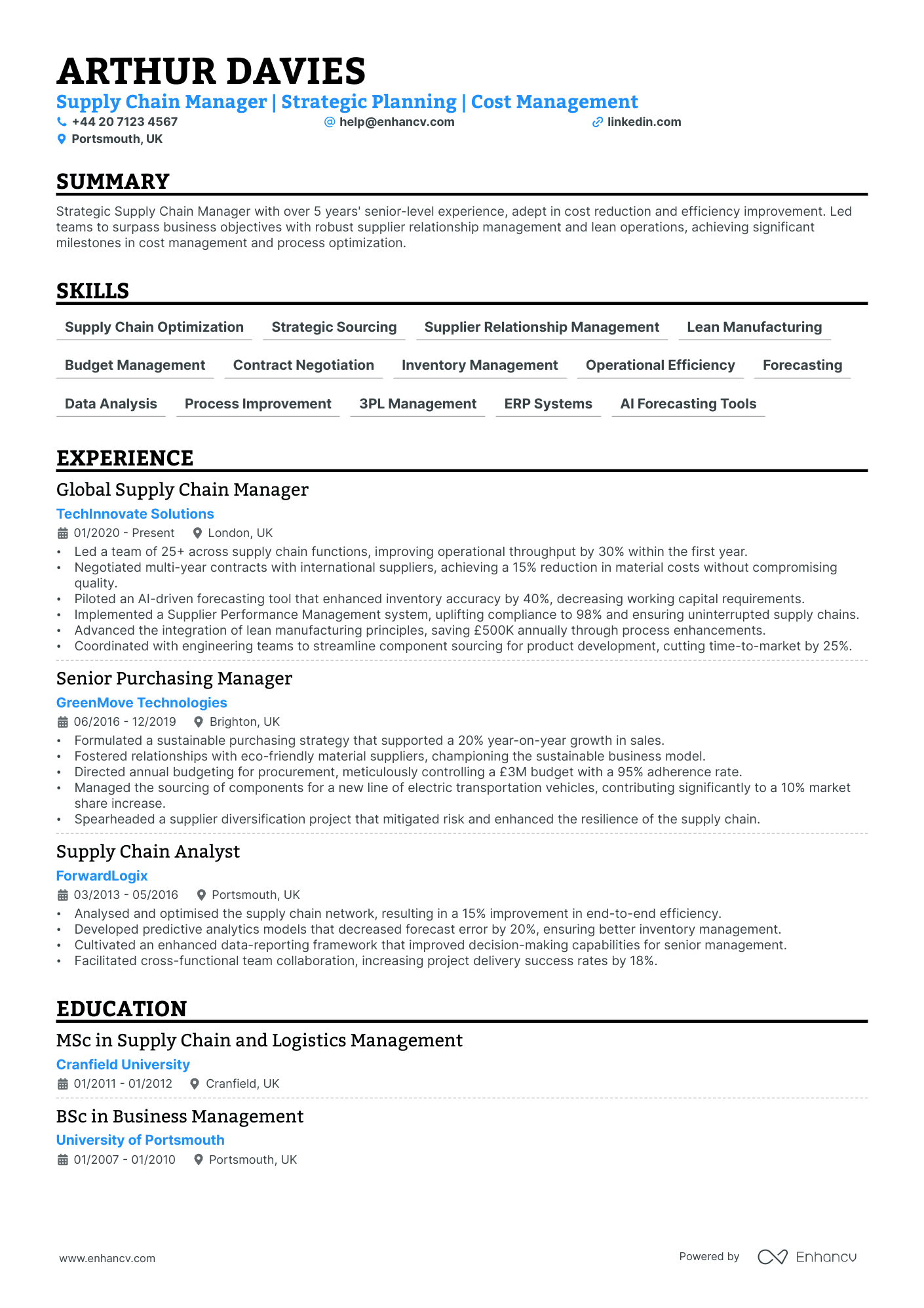 Supply Chain Manager CV Examples & Guide for 2025