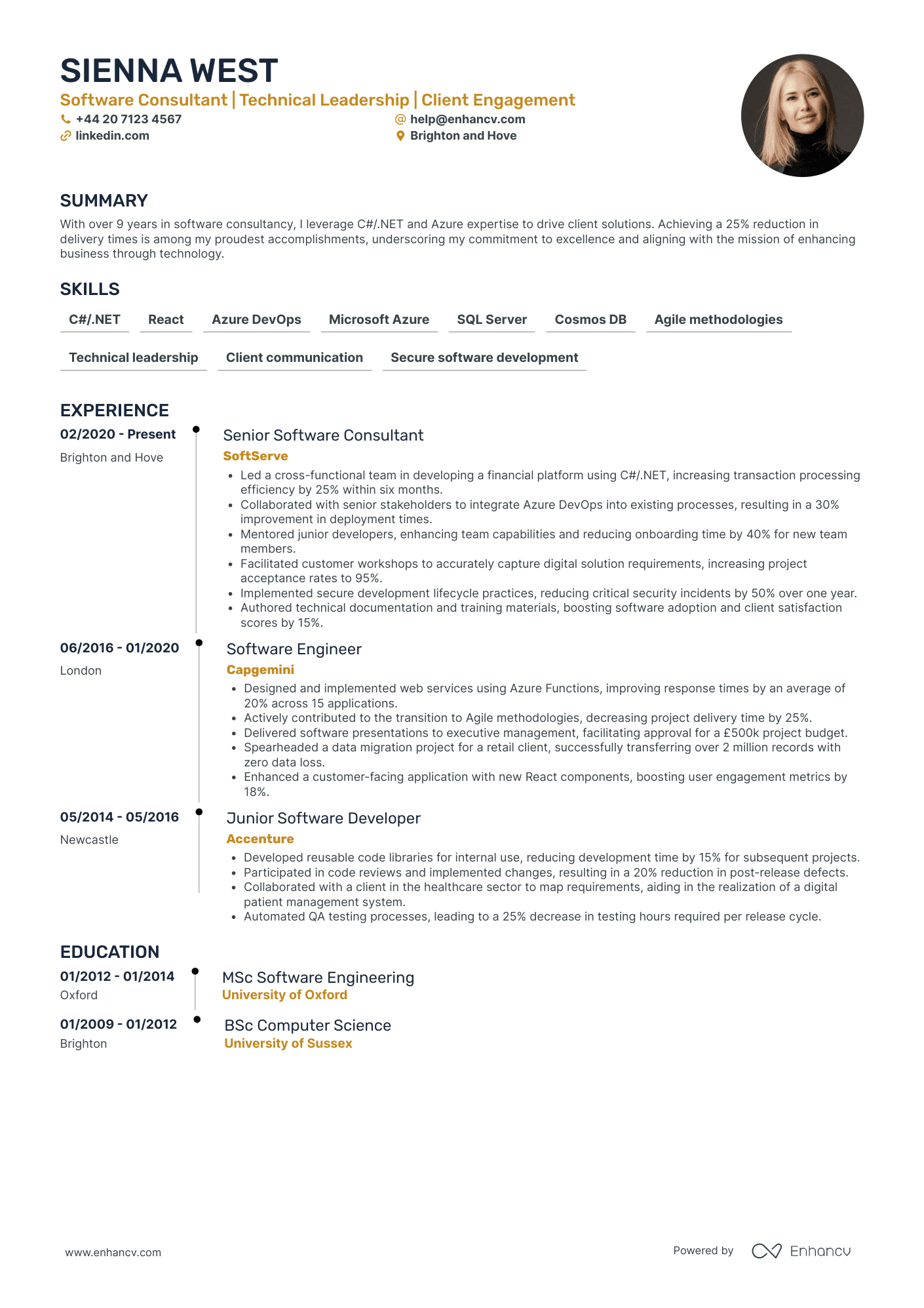 SQL Developer CV Examples & Guide for 2025