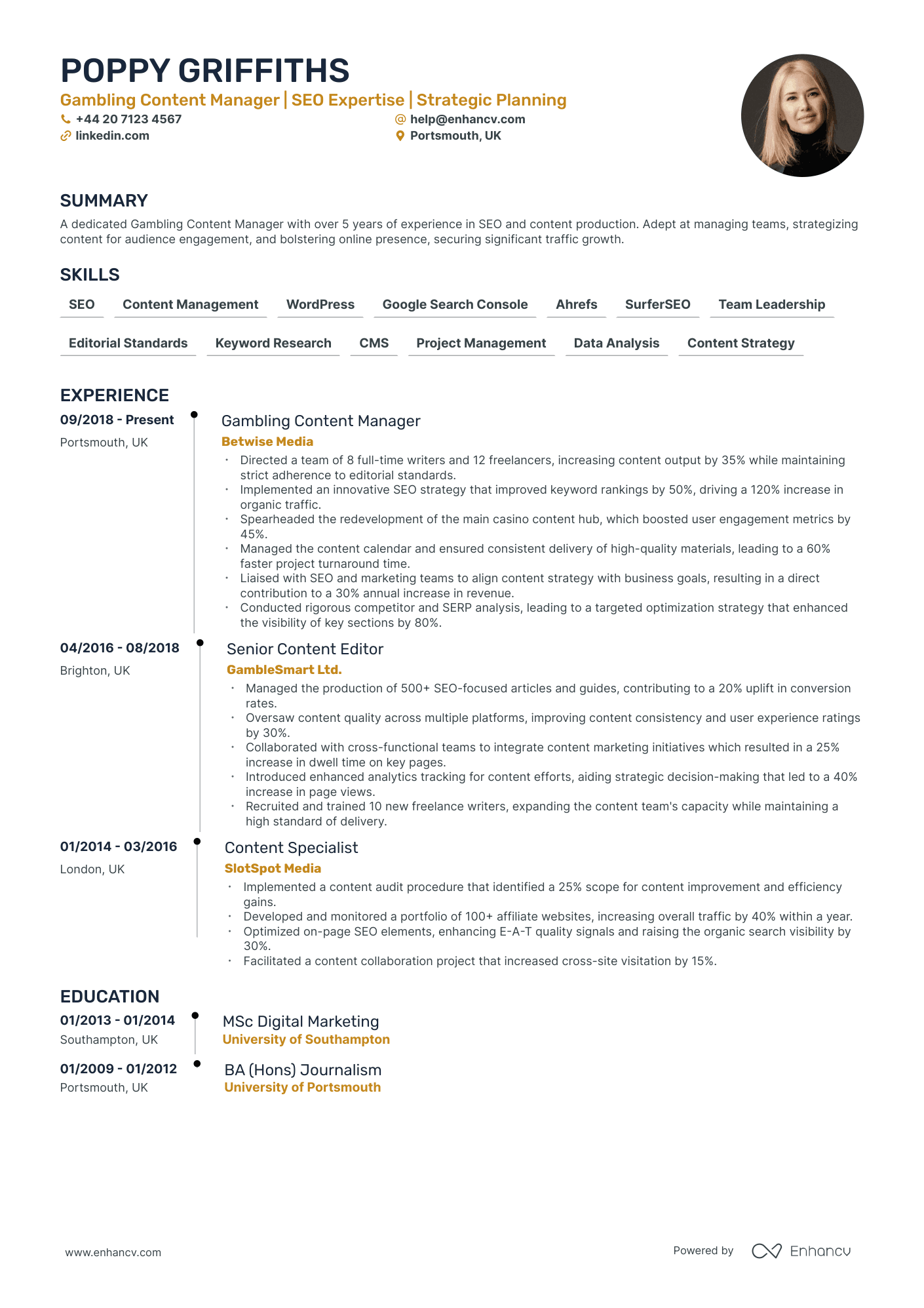 Content Manager CV Examples & Guide for 2025