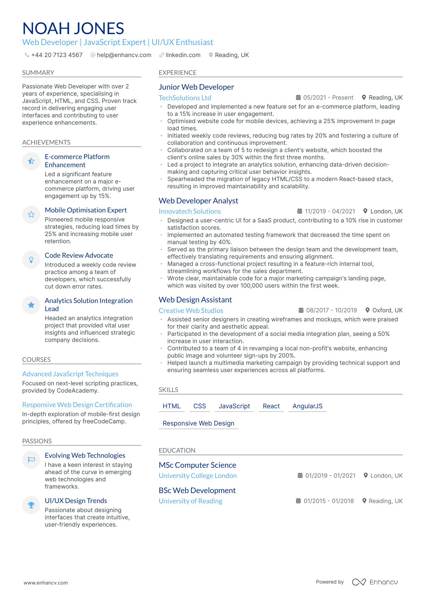 Front End Developer CV Examples & Guide for 2025