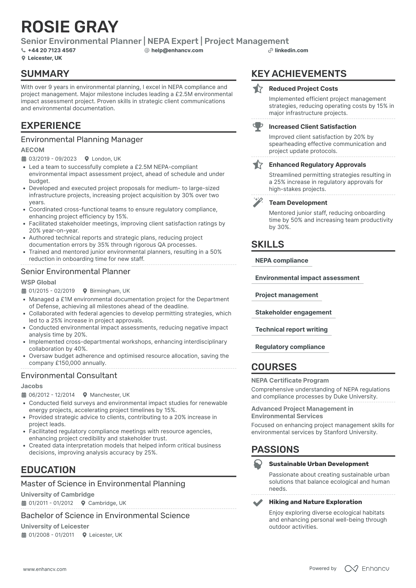 Environmental Consultant CV Examples & Guide for 2026
