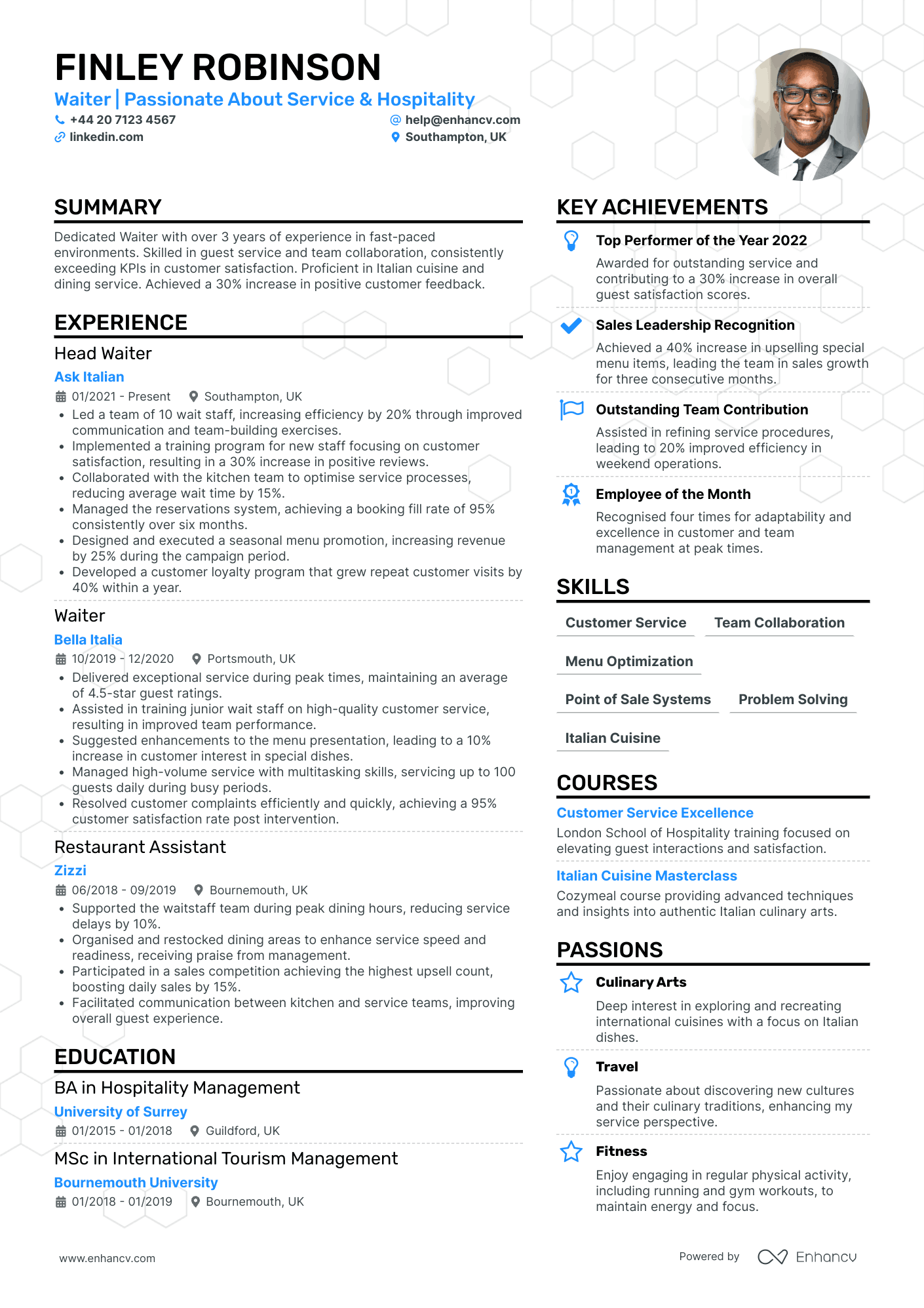 Waitress CV Examples & Guide for 2026