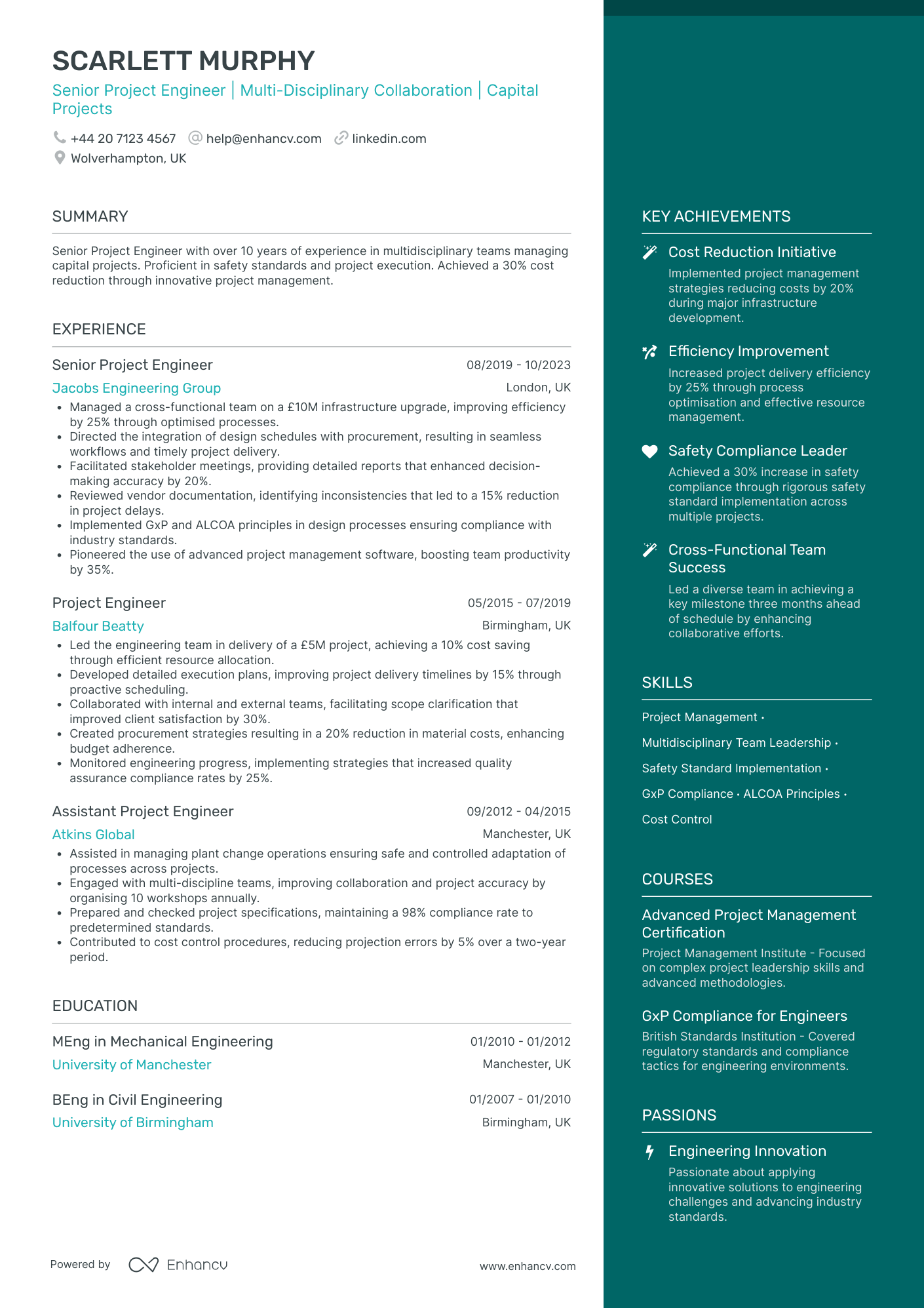 Project Engineer CV Examples & Guide for 2026