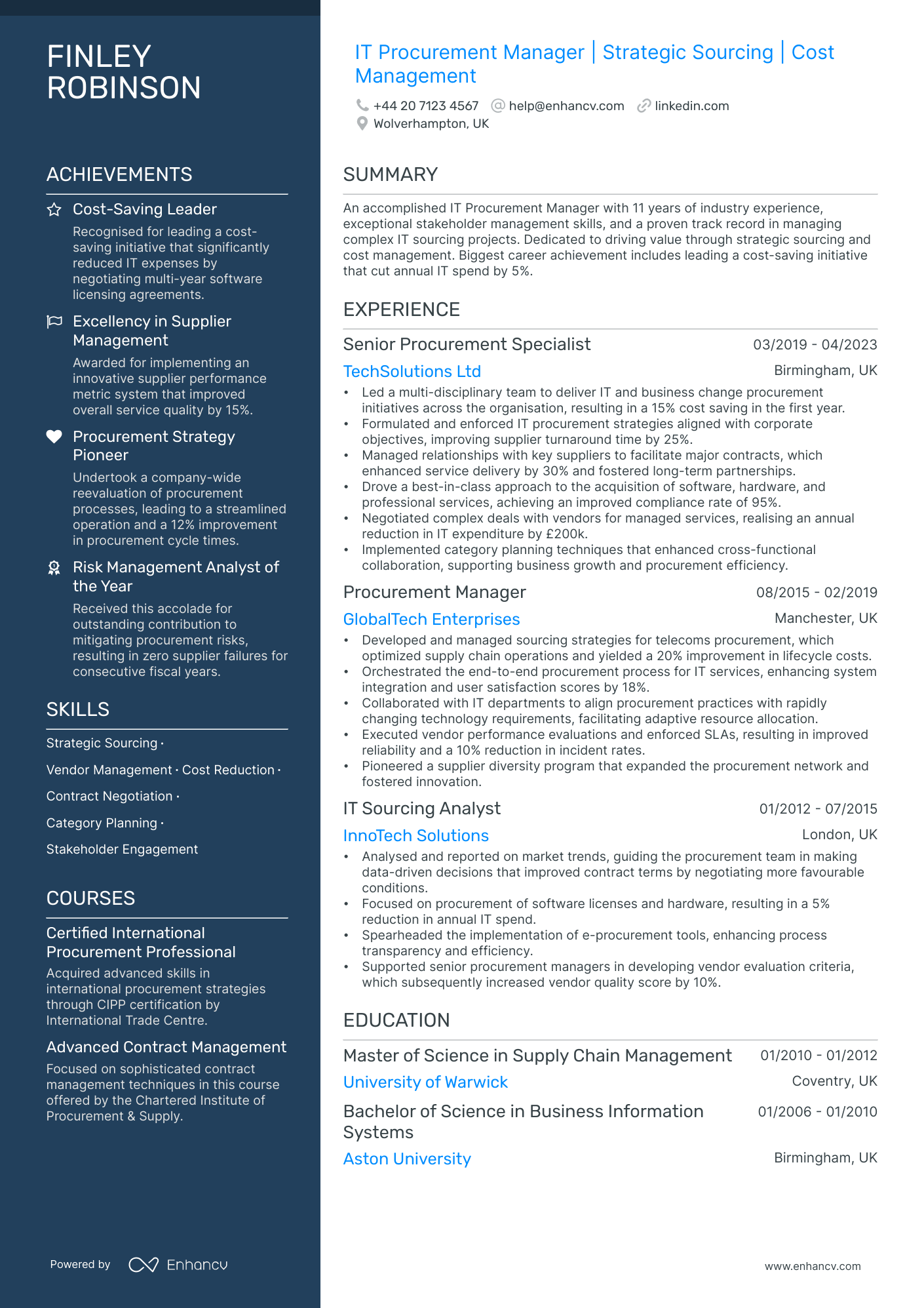 Procurement Manager CV Examples & Guide for 2025