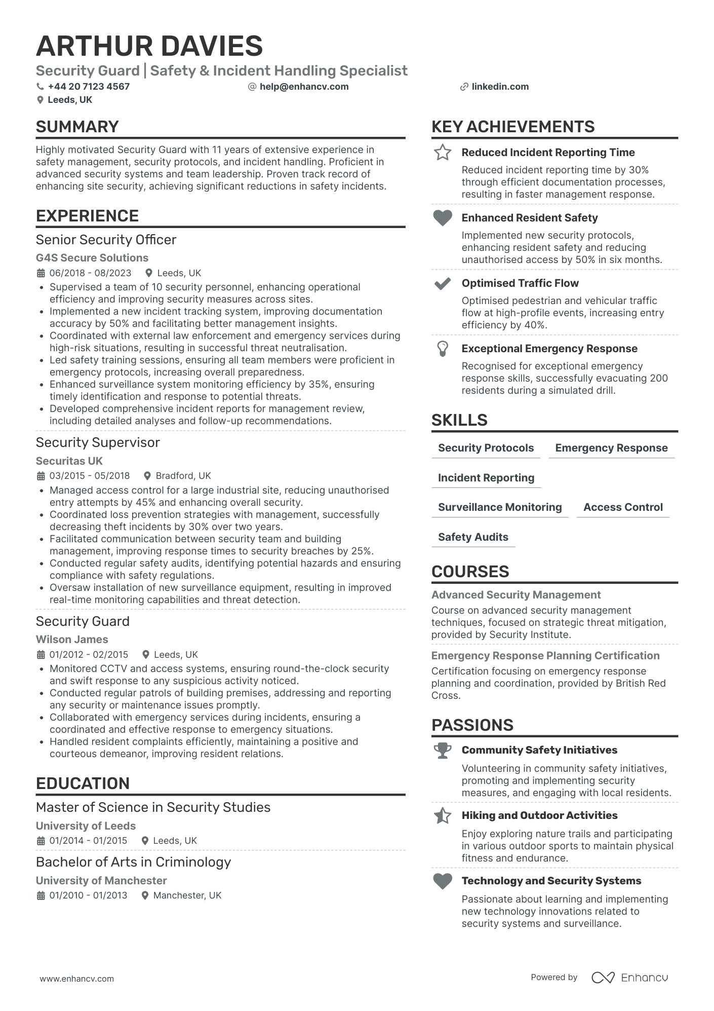 Security Guard CV Examples & Guide for 2025