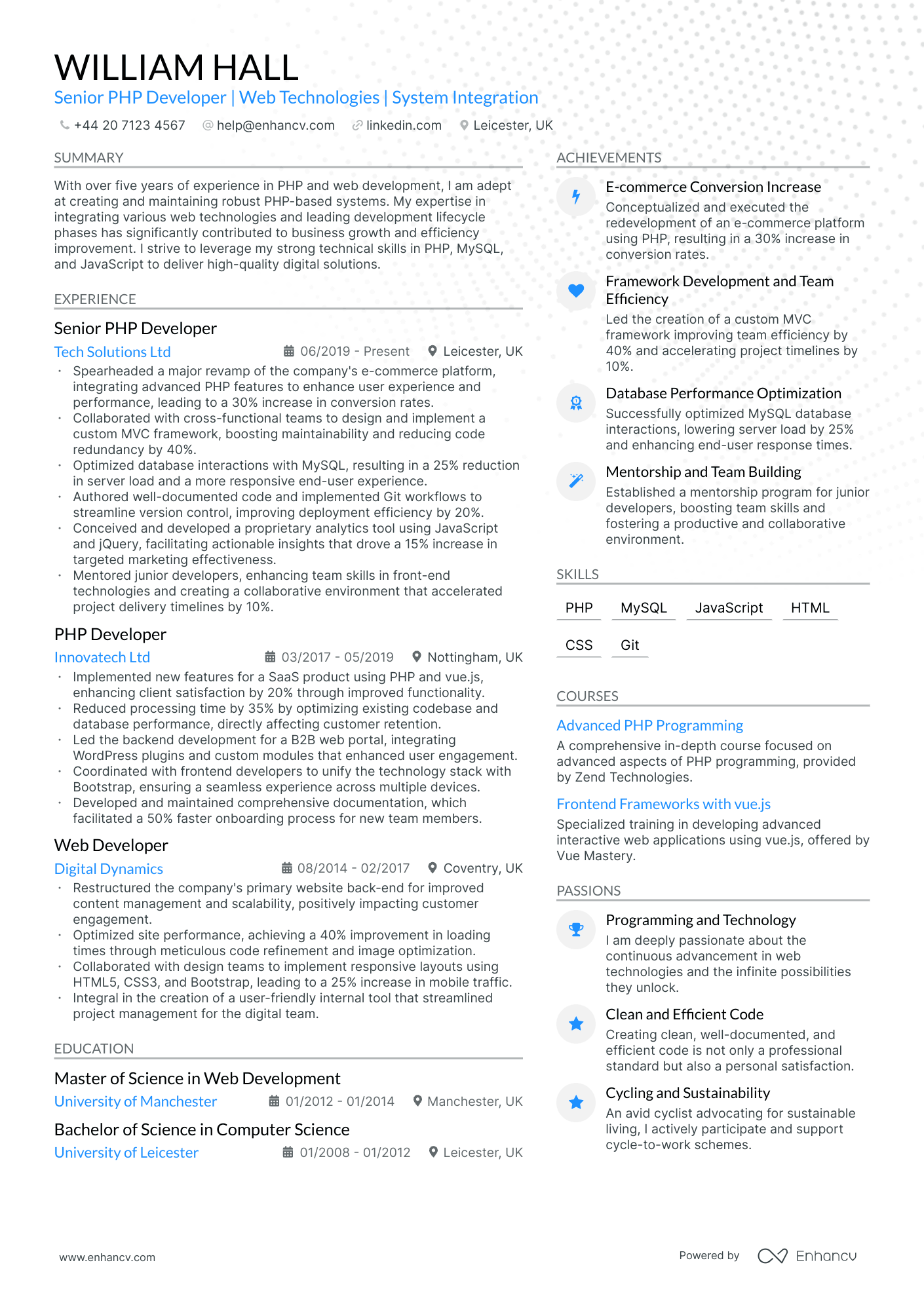 PhP Developer CV Examples & Guide for 2025